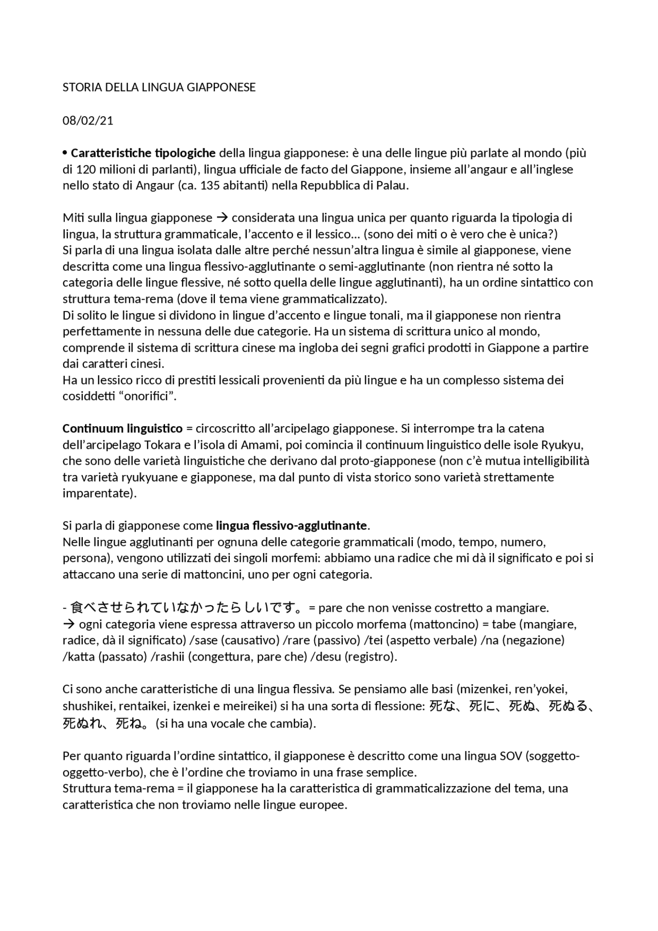 Storia Della Lingua Giapponese Appunti 20202021 Docsity
