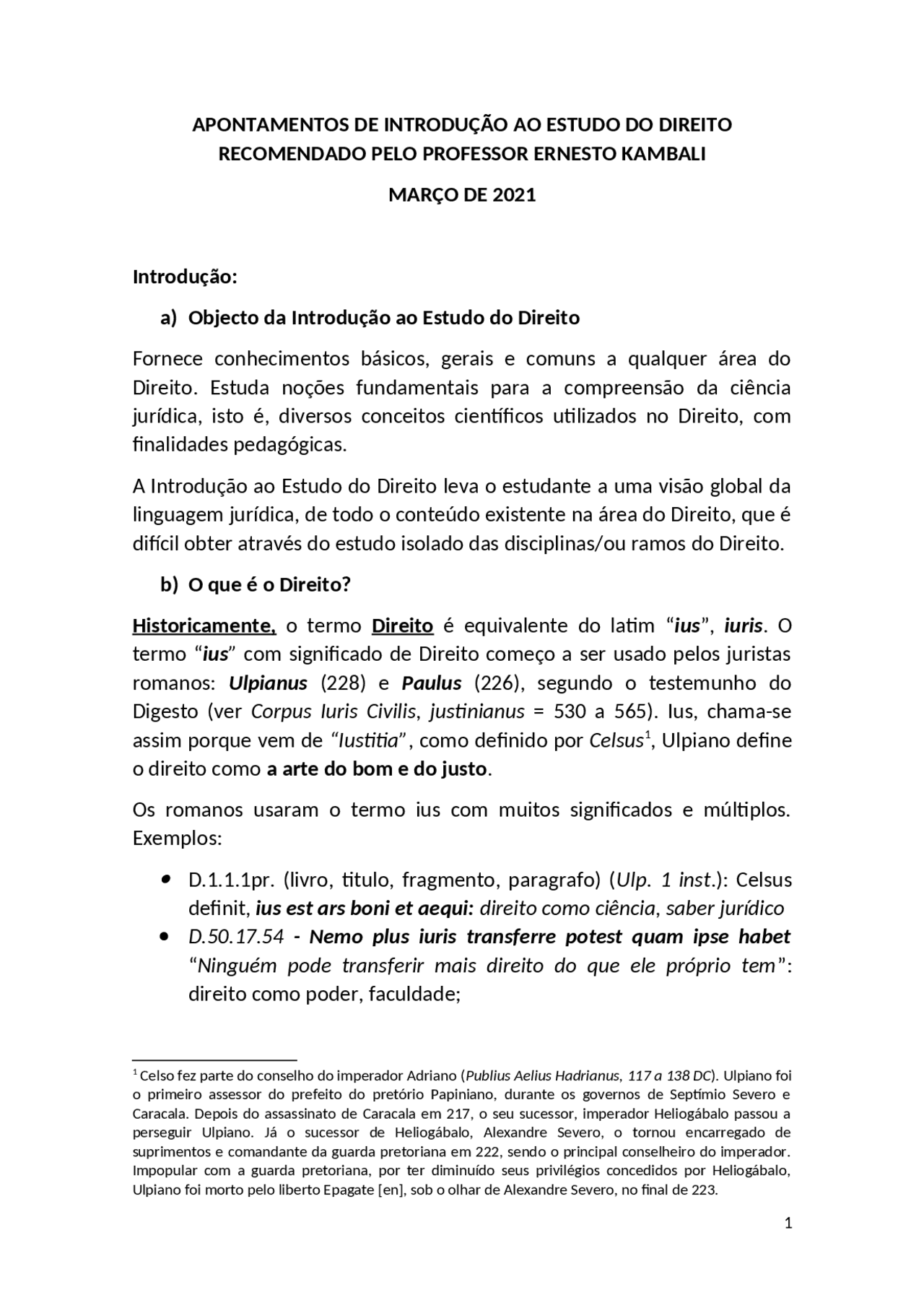 Introdução Ao Direito Resumos Direito Docsity