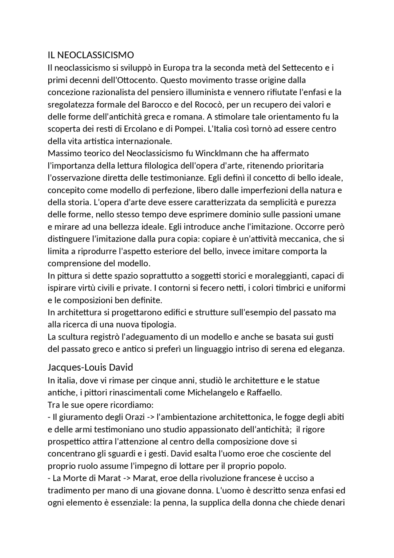 Neoclassicismo E Romanticismo Docsity