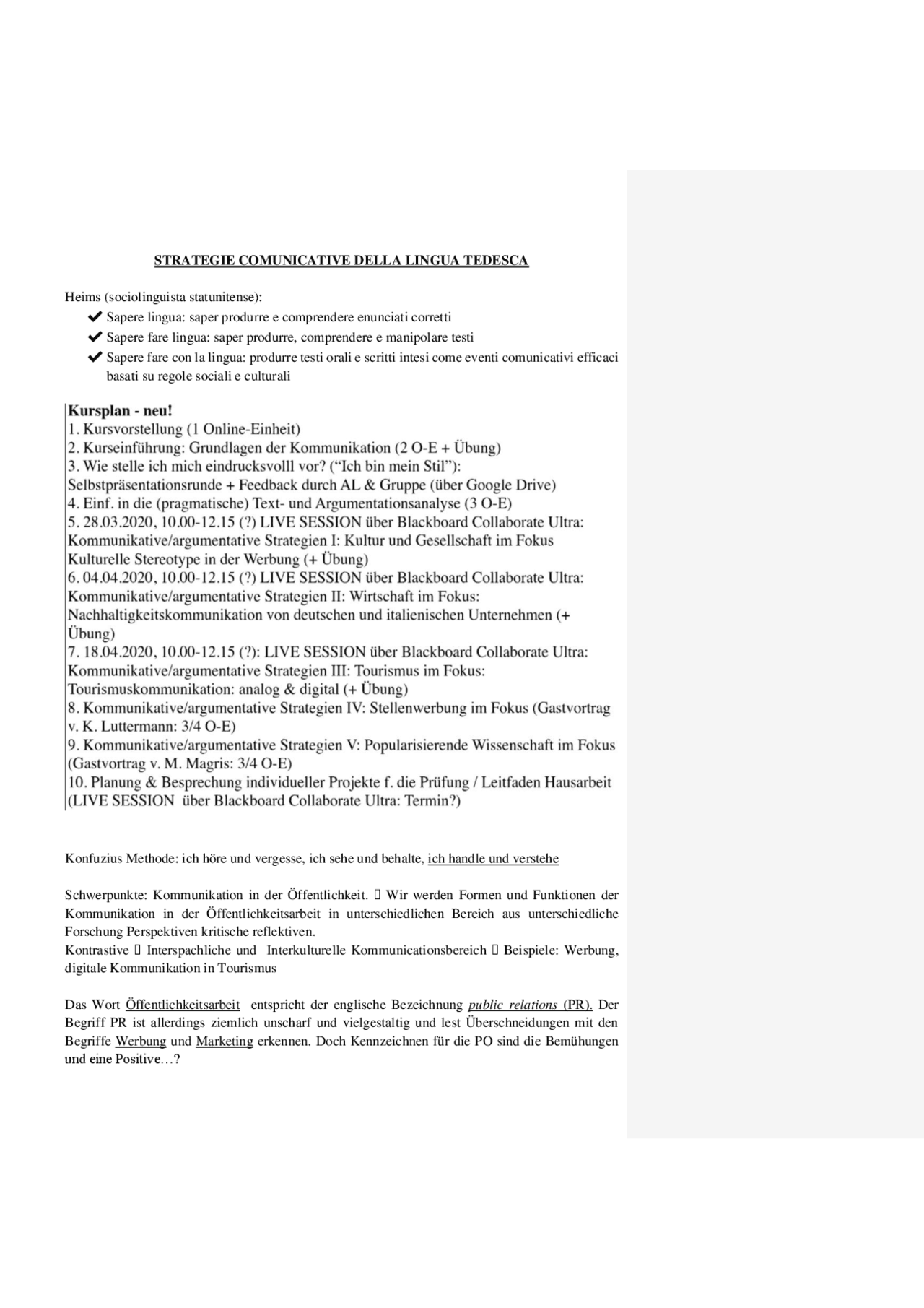 Appunti Strategie Comunicative Della Lingua Tedesca Docsity