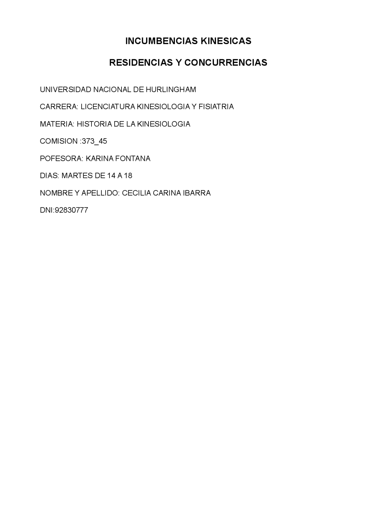 Incumbencia kinesica - Docsity