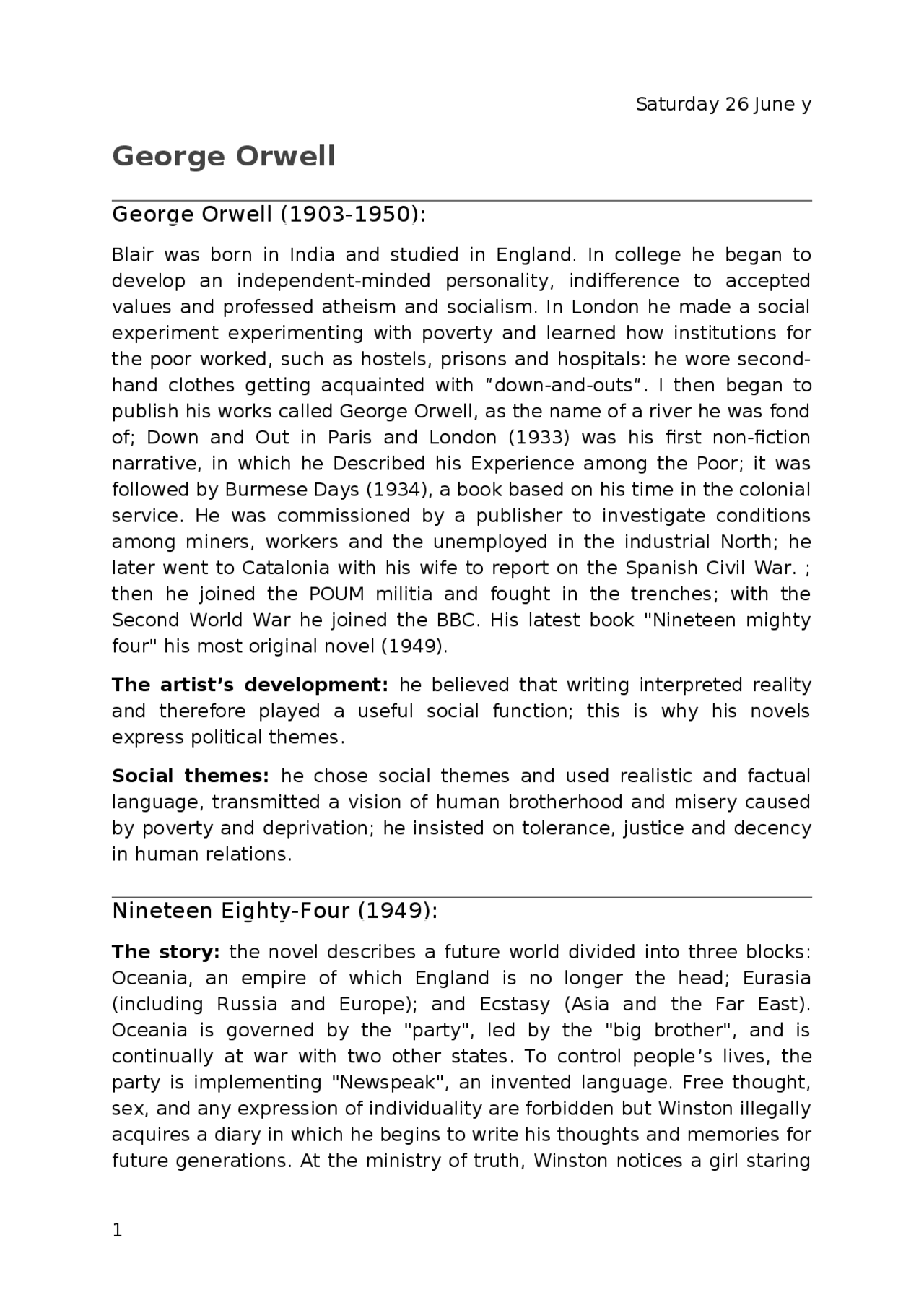 George Orwell, 1984 pdf - Docsity