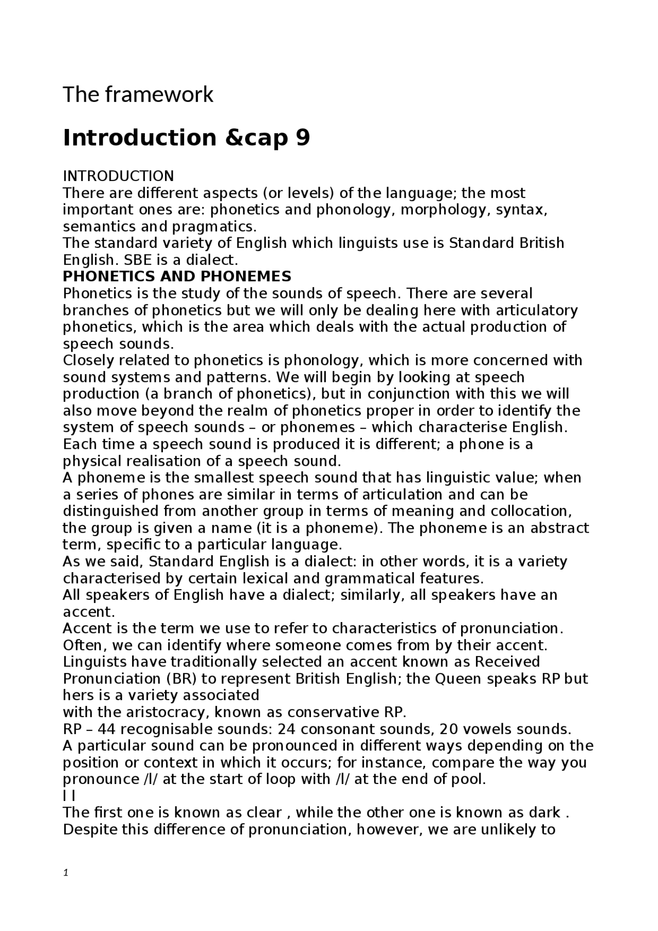 The Frameworks Of English Docsity