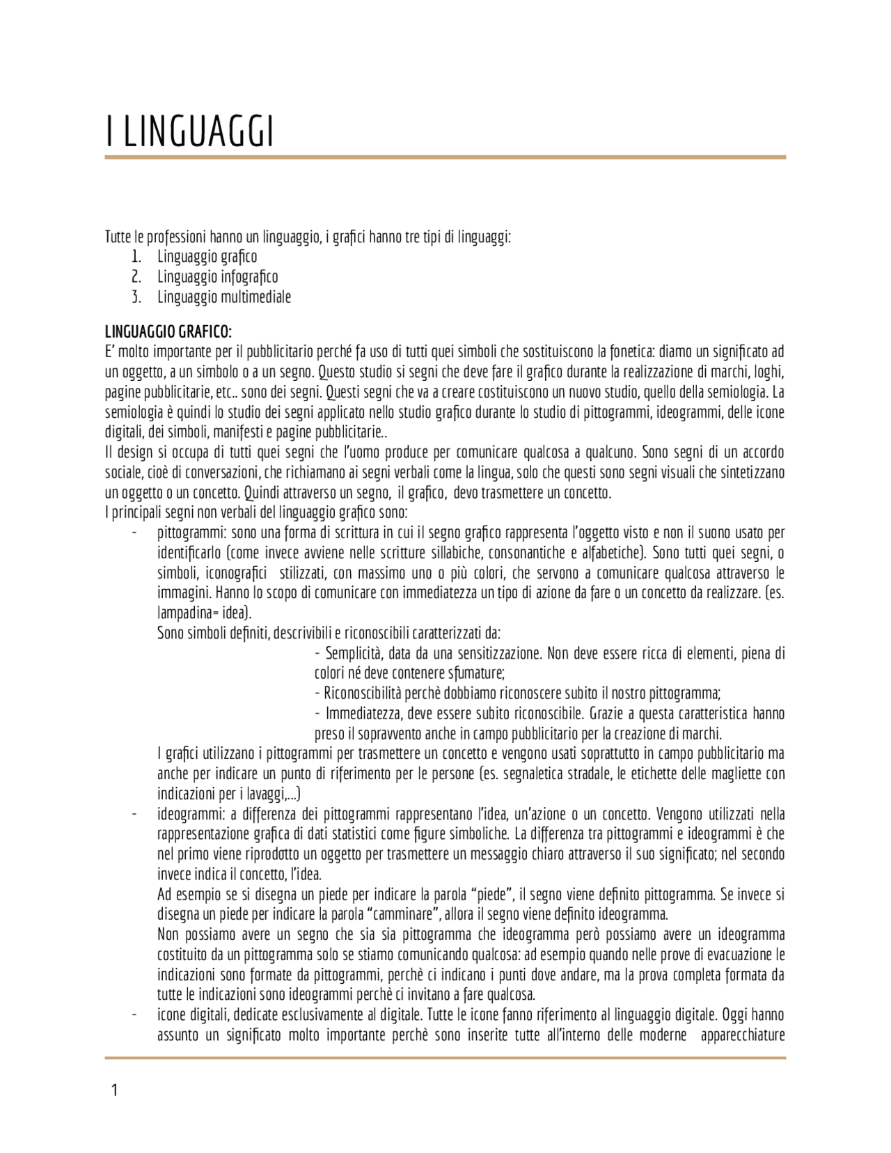 I LINGUAGGI NELLA GRAFICA - Docsity