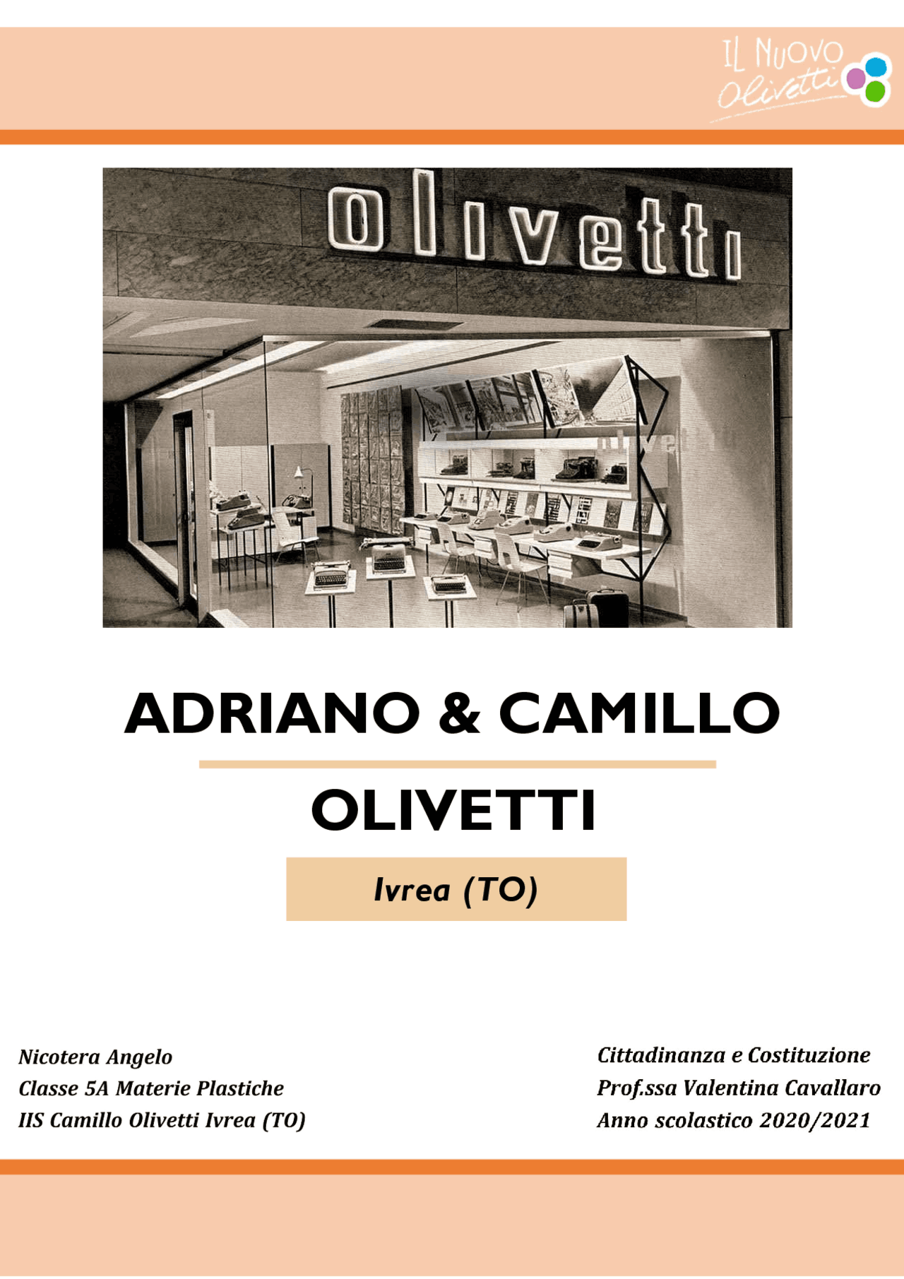 Adriano E Camillo Olivetti Appunti Di Italiano Docsity