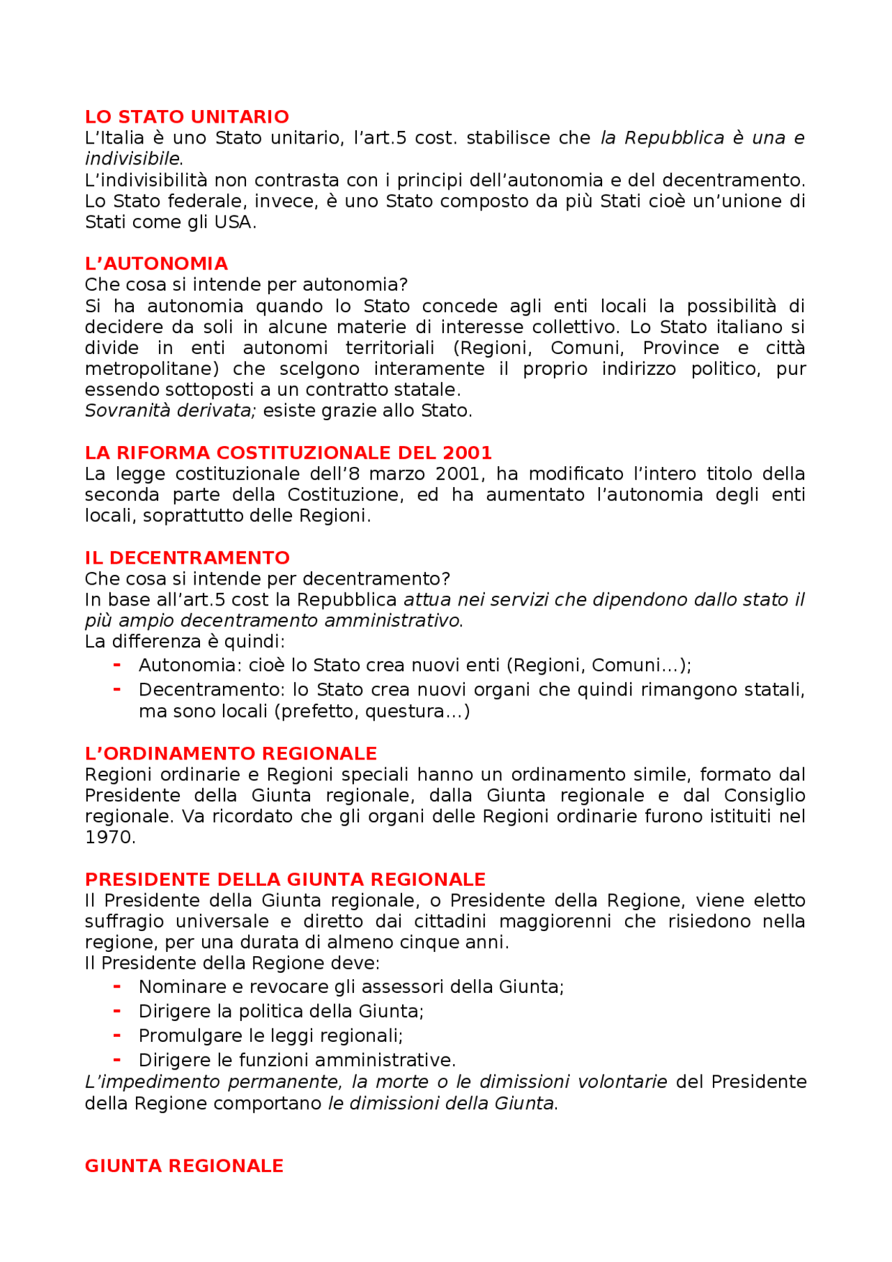 Le Autonomie Locali In Italia Docsity