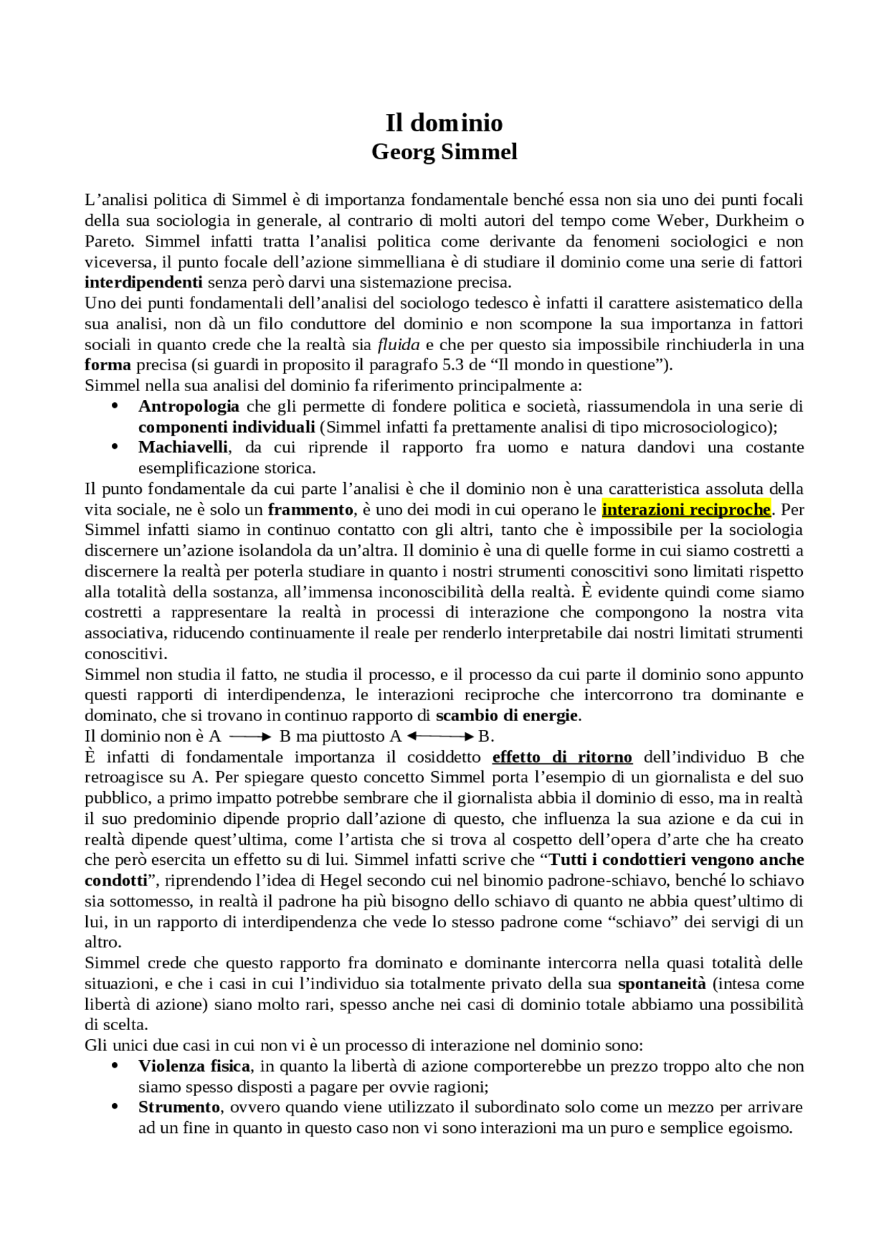 Il Dominio Di Simmel Docsity