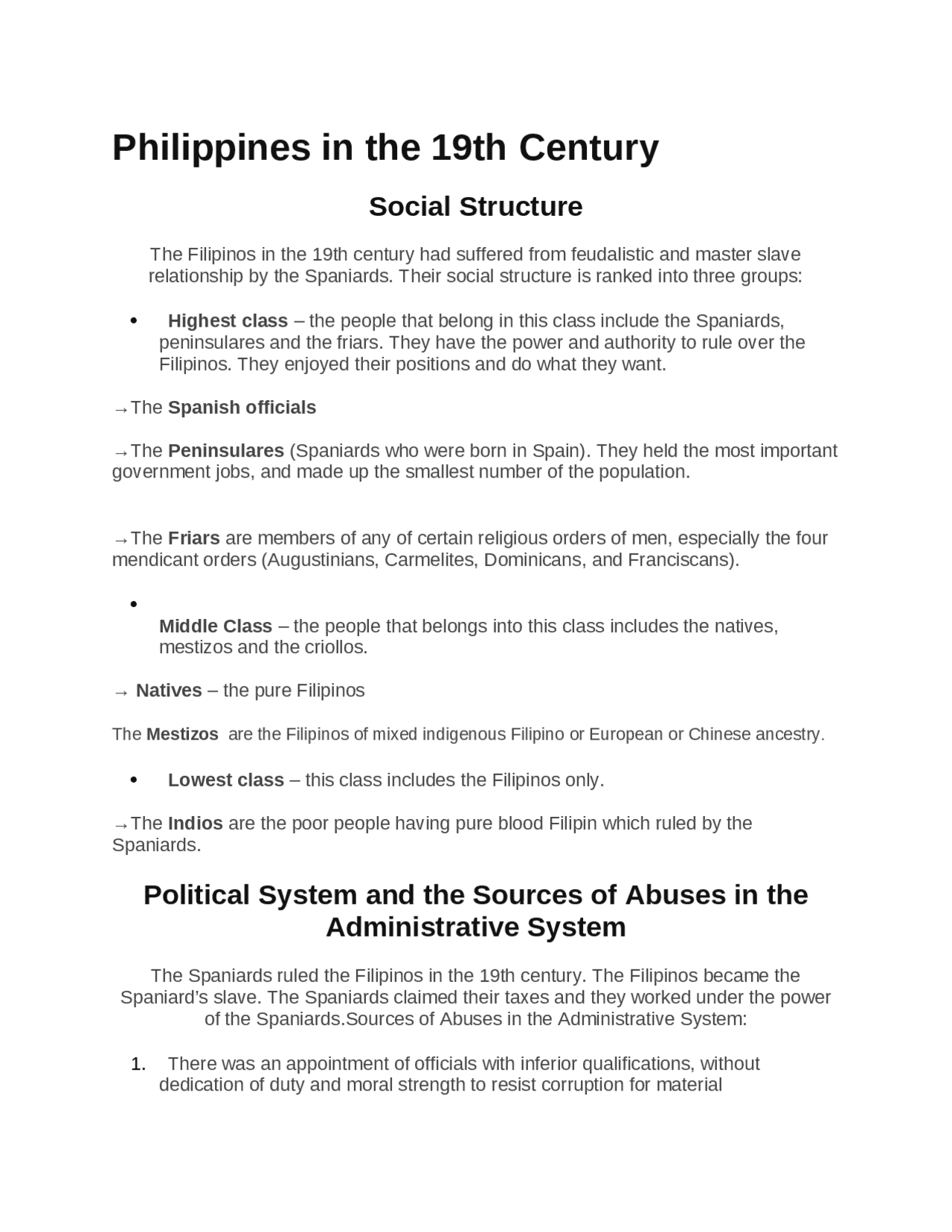 19th Centrury Philippines Assignments History Docsity