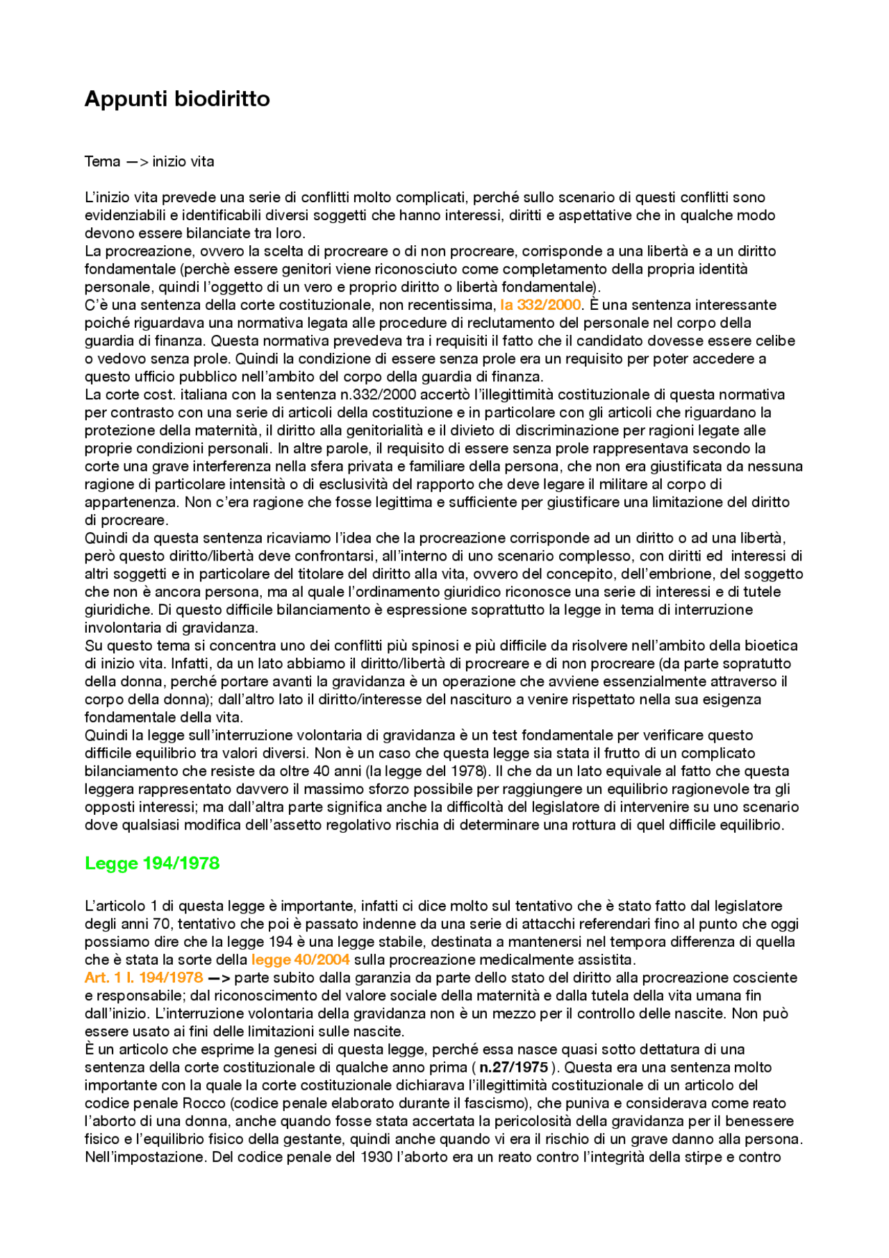 Appunti Lezioni Di Biodiritto Docsity