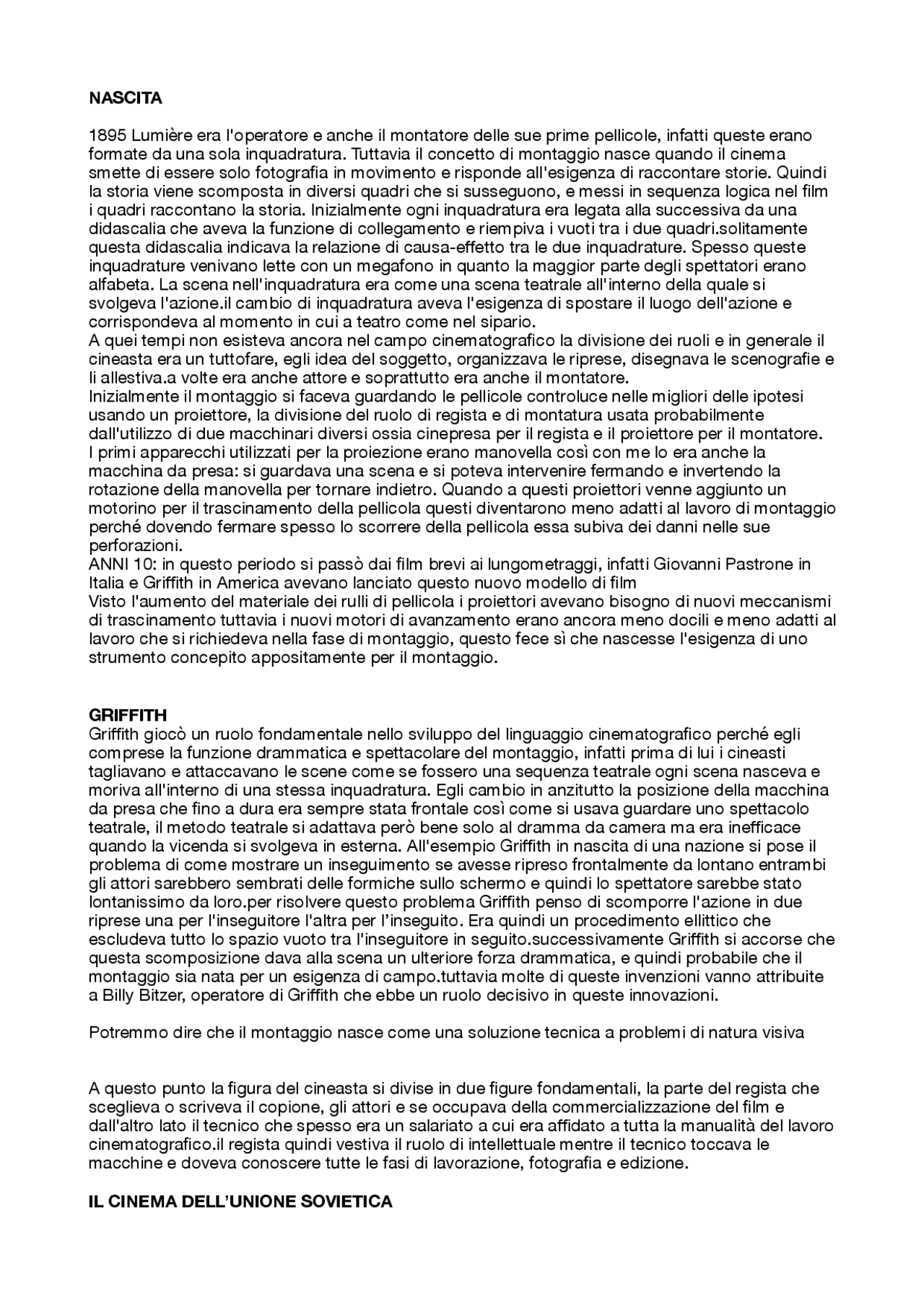 Principi di montaggio, l'arte invisibile - Docsity