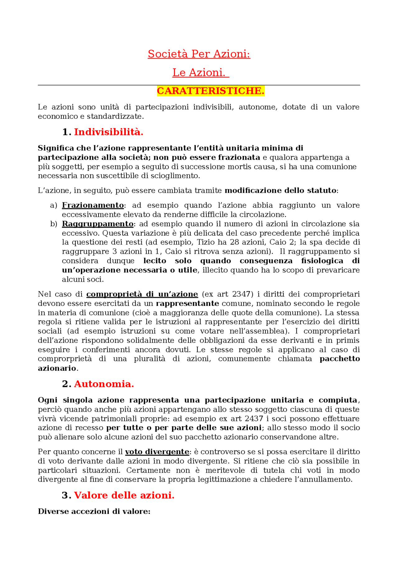 Le Azioni Presti Rescigno Docsity