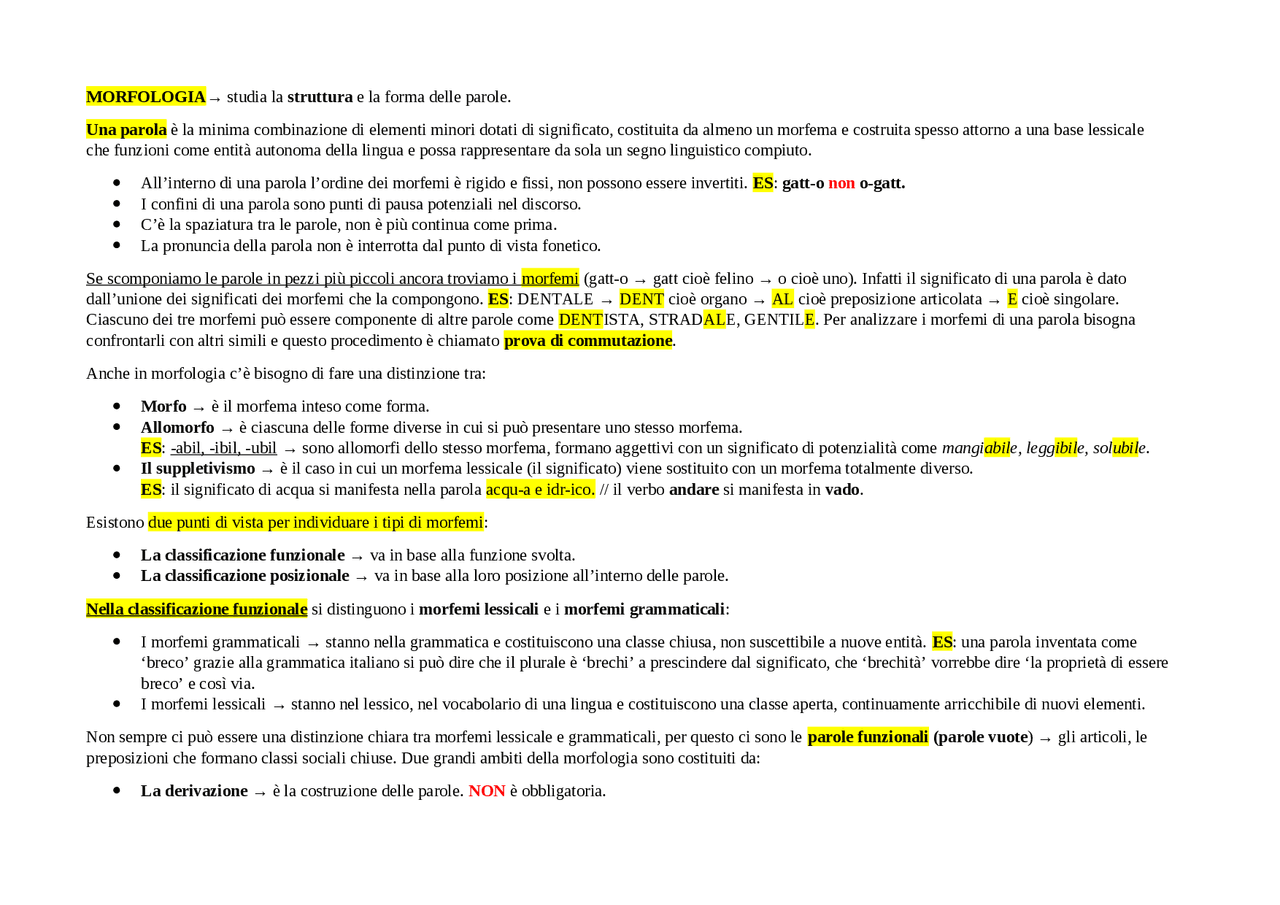 Esame Linguistica Generale Docsity