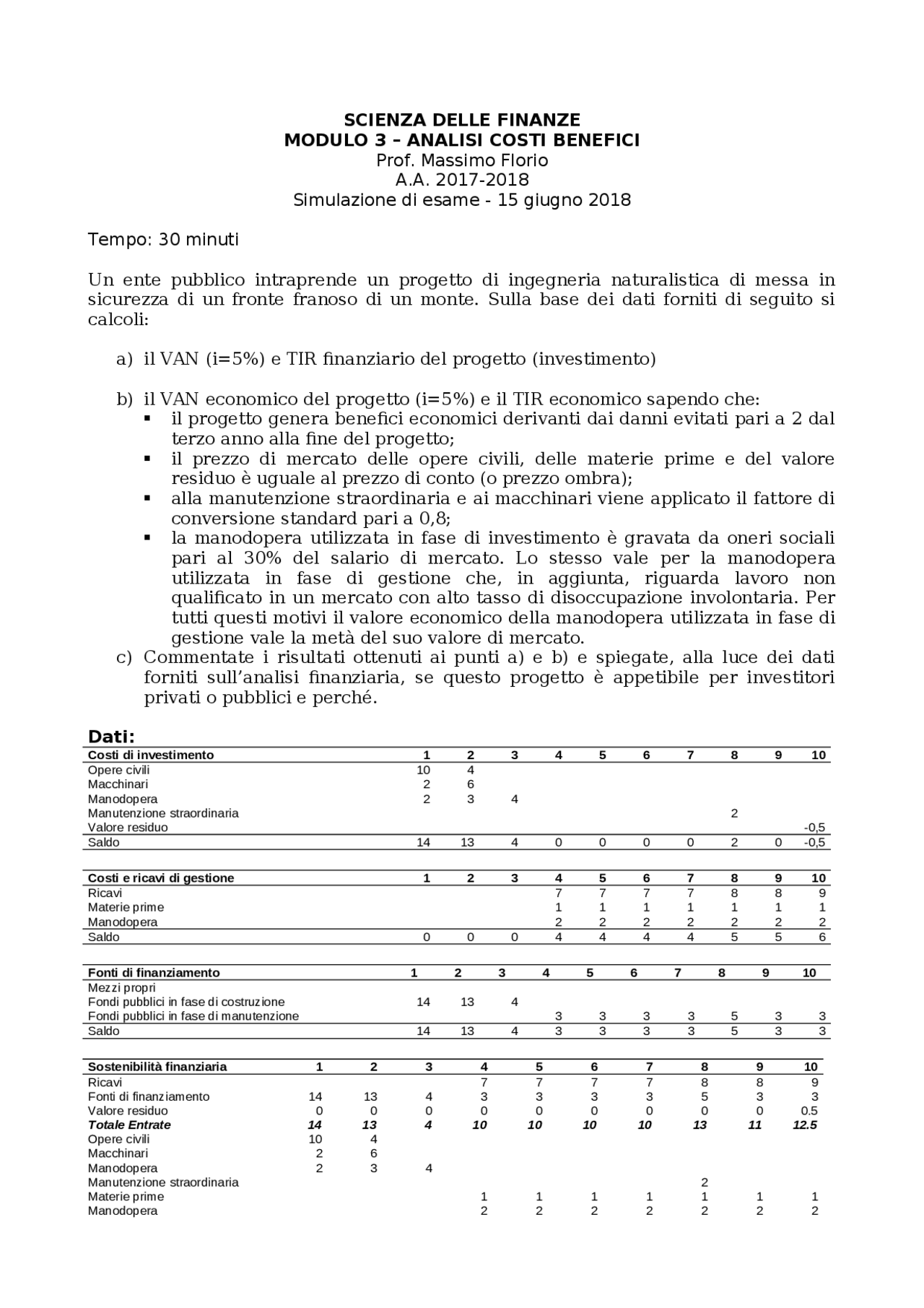 Facsimile Esame Di Scienze Delle Finanze Docsity