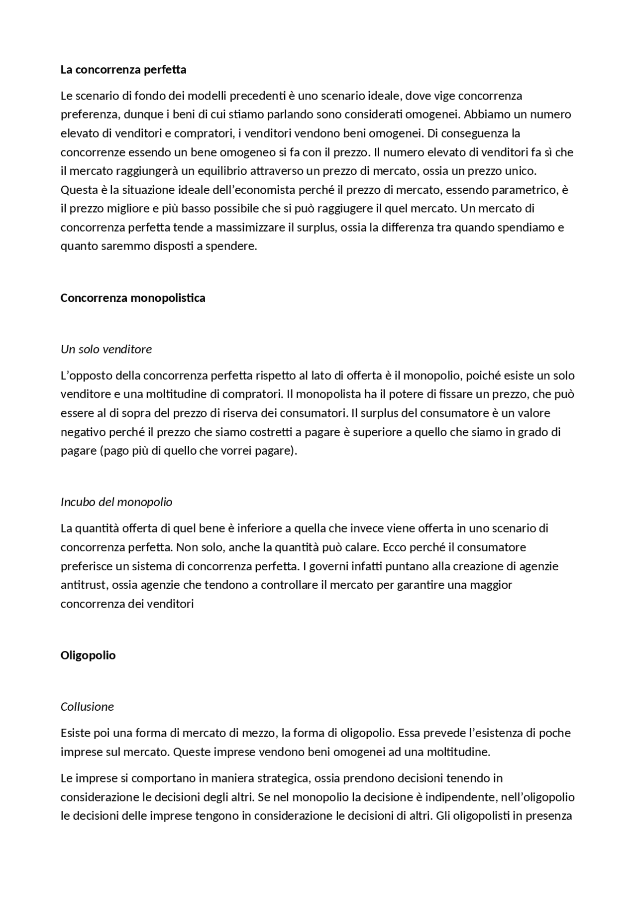 Economia internazionale: la concorrenza - Docsity