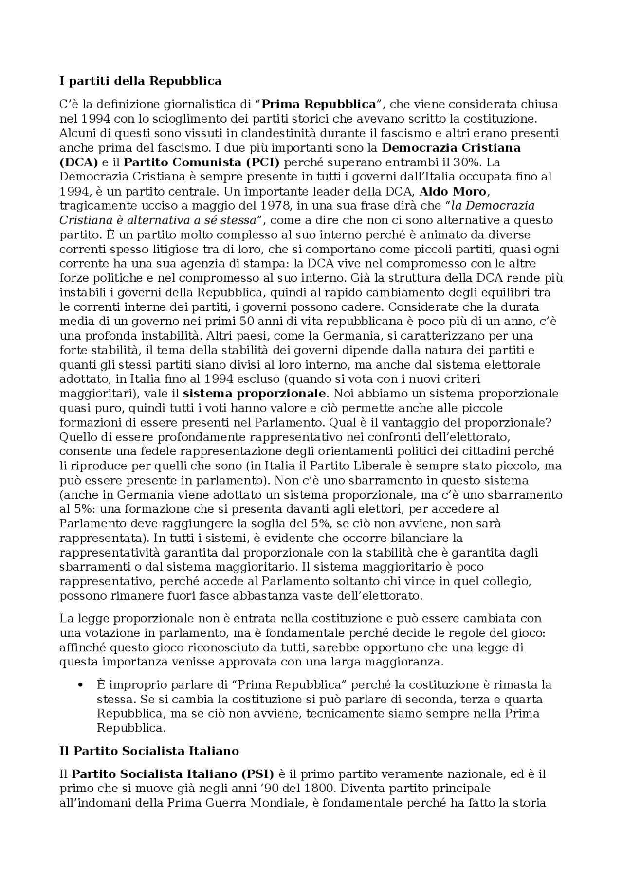 I Partiti Della Repubblica Docsity