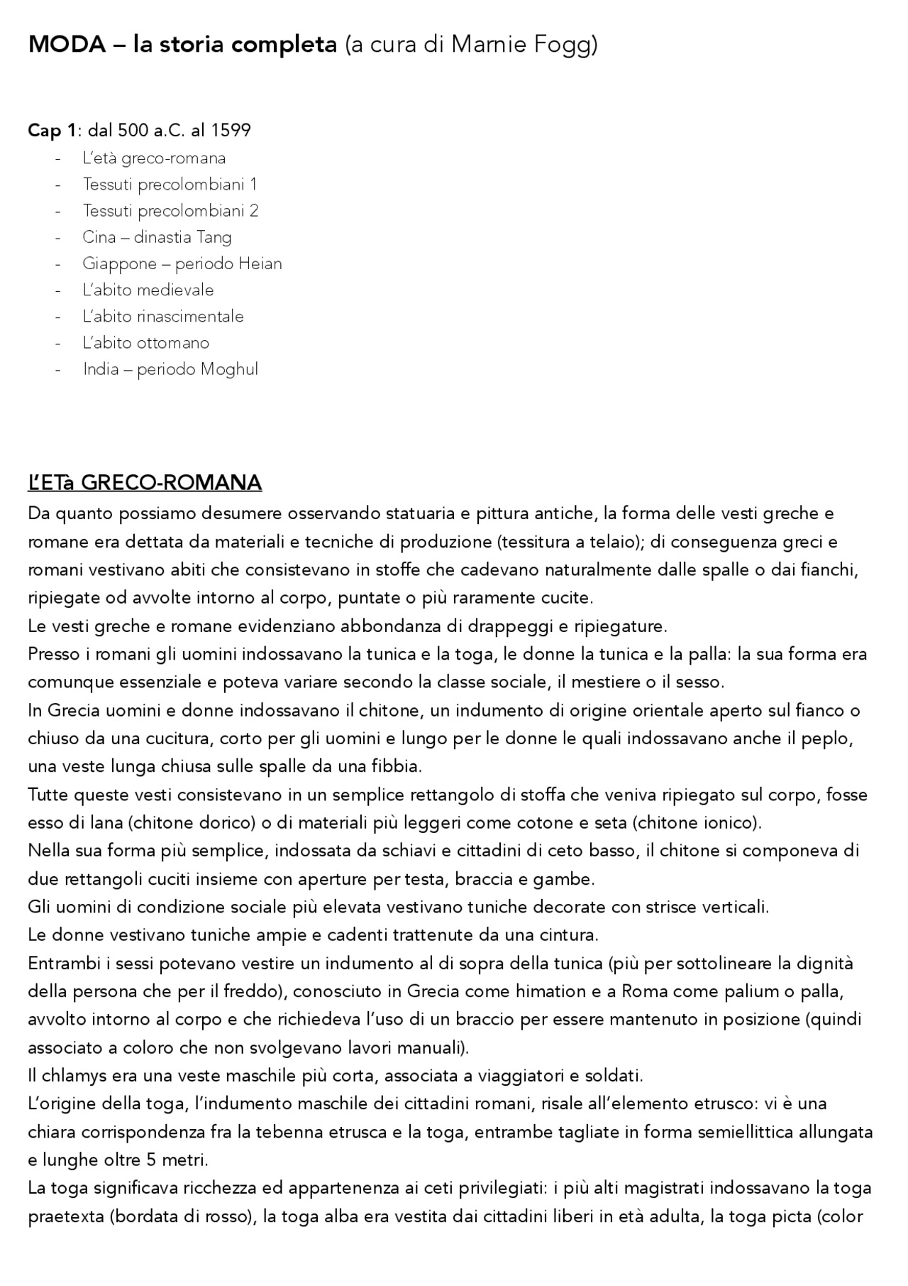 Riassunto Manuale Di Moda Docsity