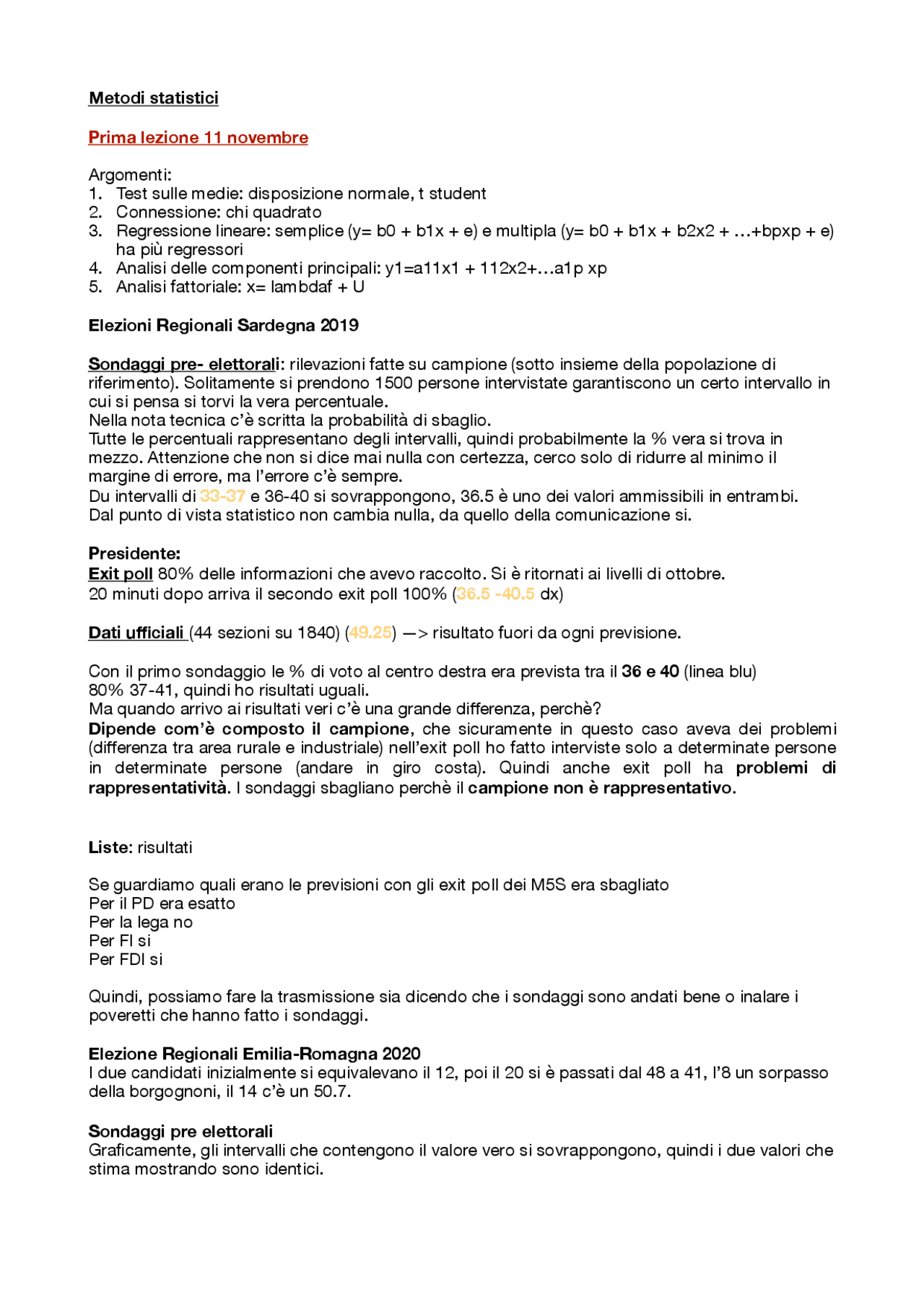 Metodi Statistici Per Lanalisi Dei Dati Docsity