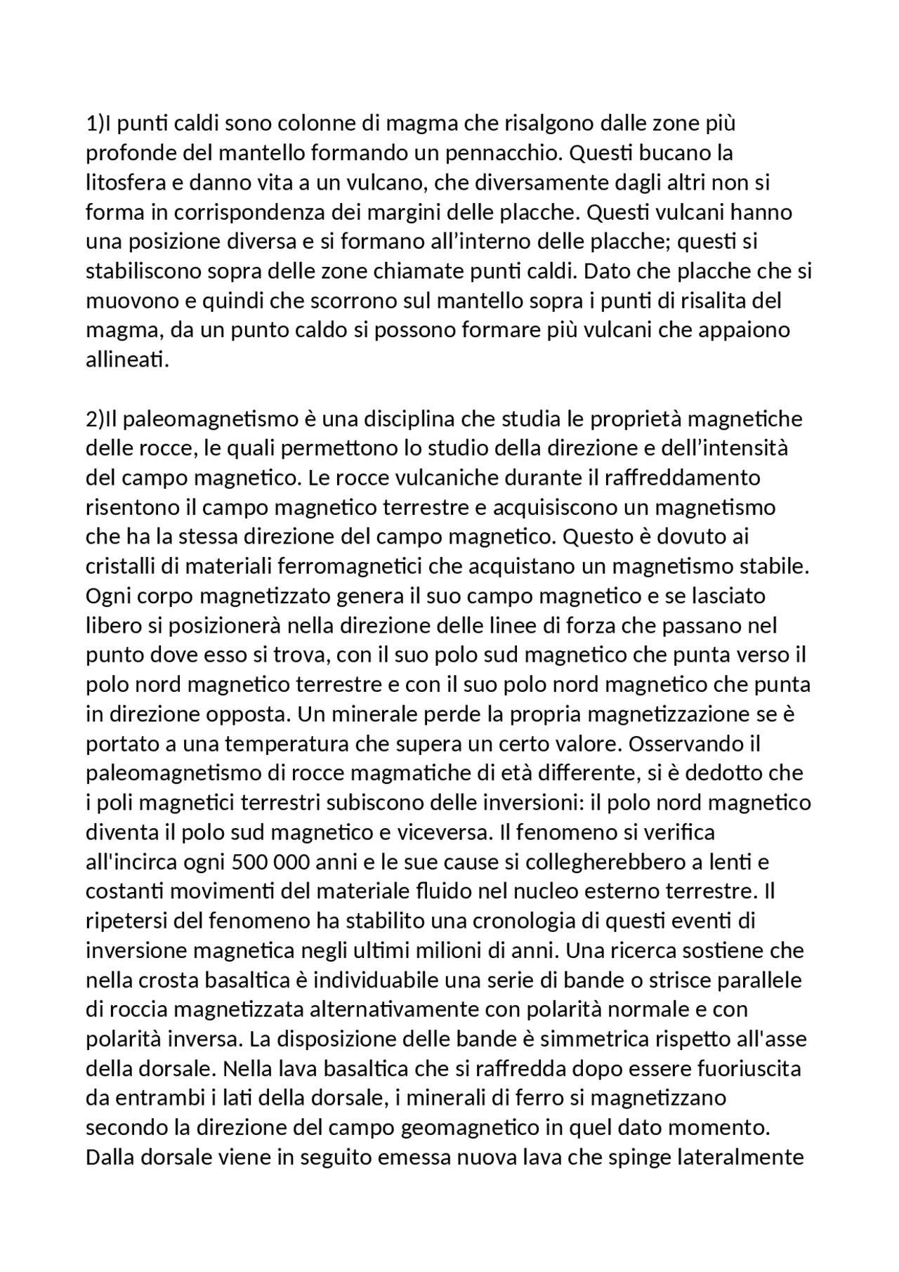 Esercizi Di Scienze Della Terra Sui Fondali Oceanici Docsity
