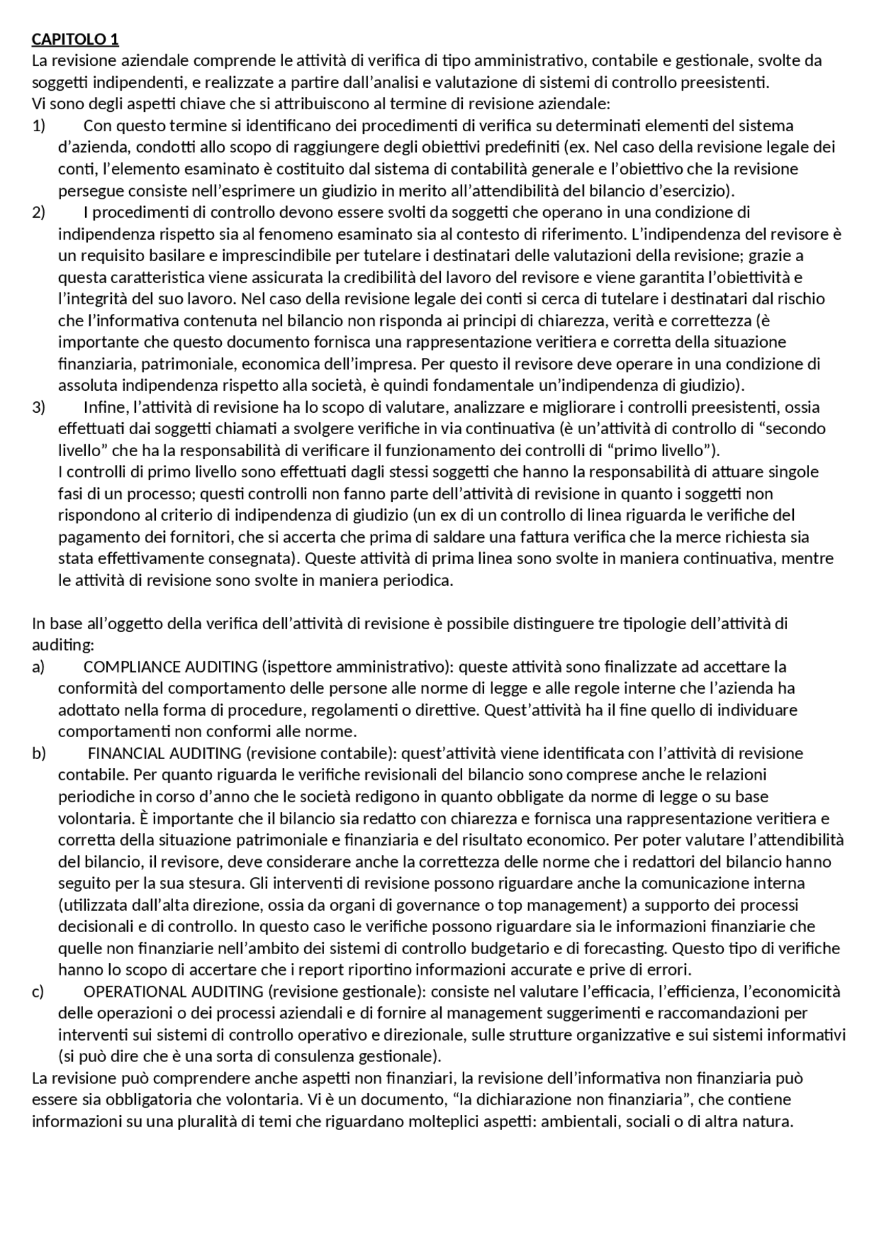 Capitolo 1 e 2 Revisione aziendale - Docsity