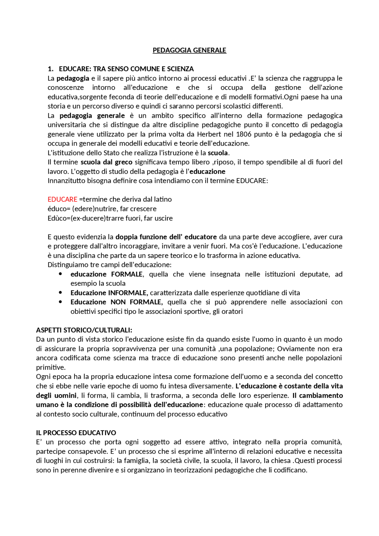 Manuale Di Pedagogia Generale Docsity