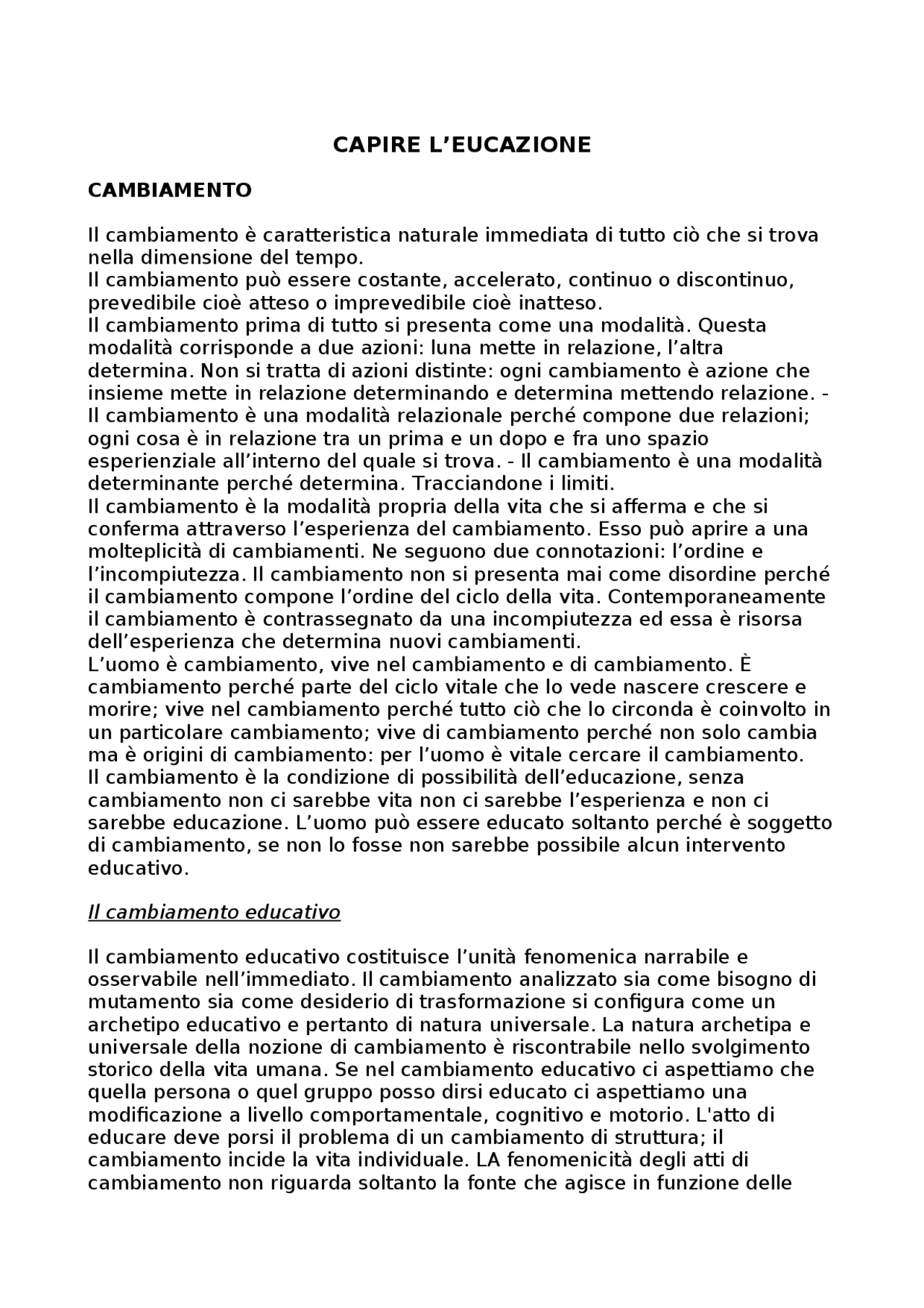 Capire Leducazione Riassunto Docsity