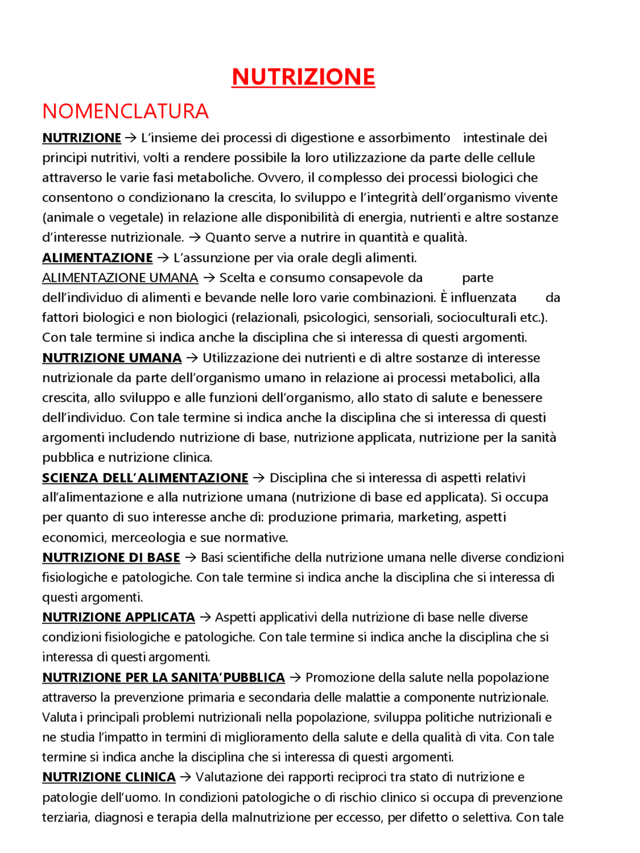 Appunti Di Nutrizione Docsity