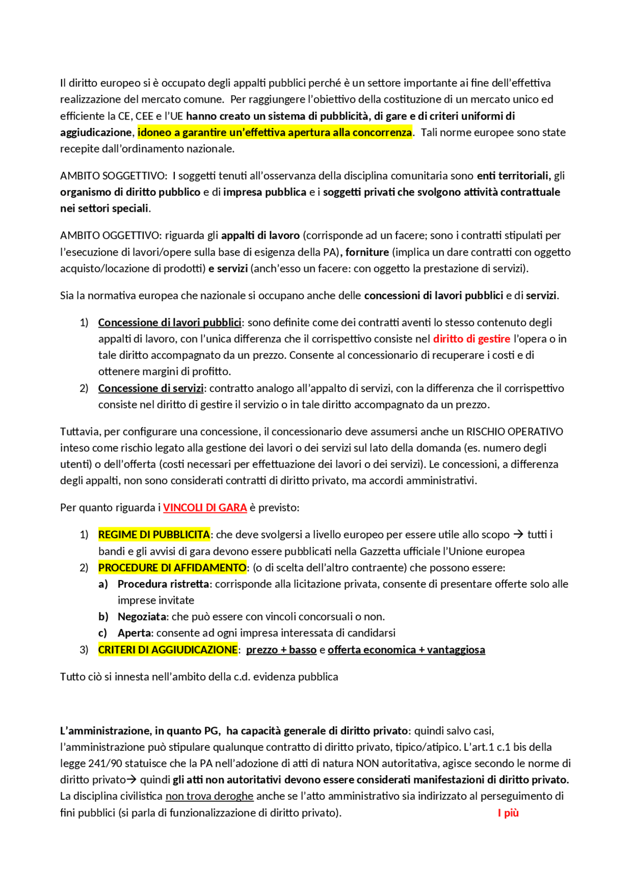 Gli Appalti Pubblici Con Procedura Ue Docsity