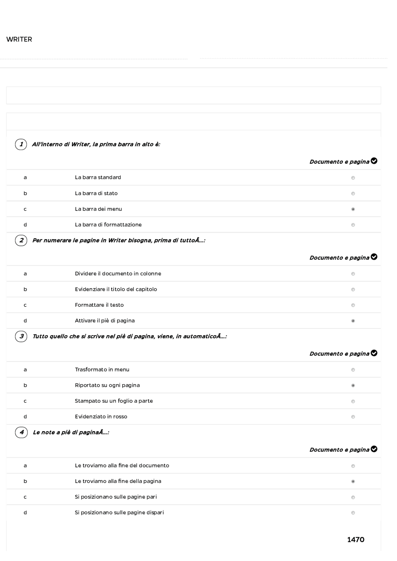 Test Autovalutazione Esercizi Di Elementi Di Informatica Docsity