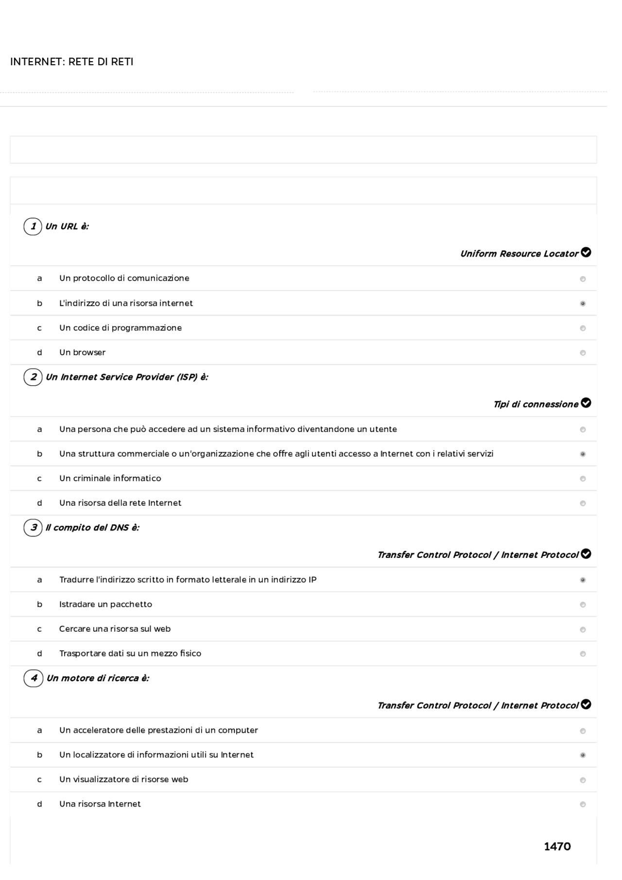 Test Autovalutazione Docsity