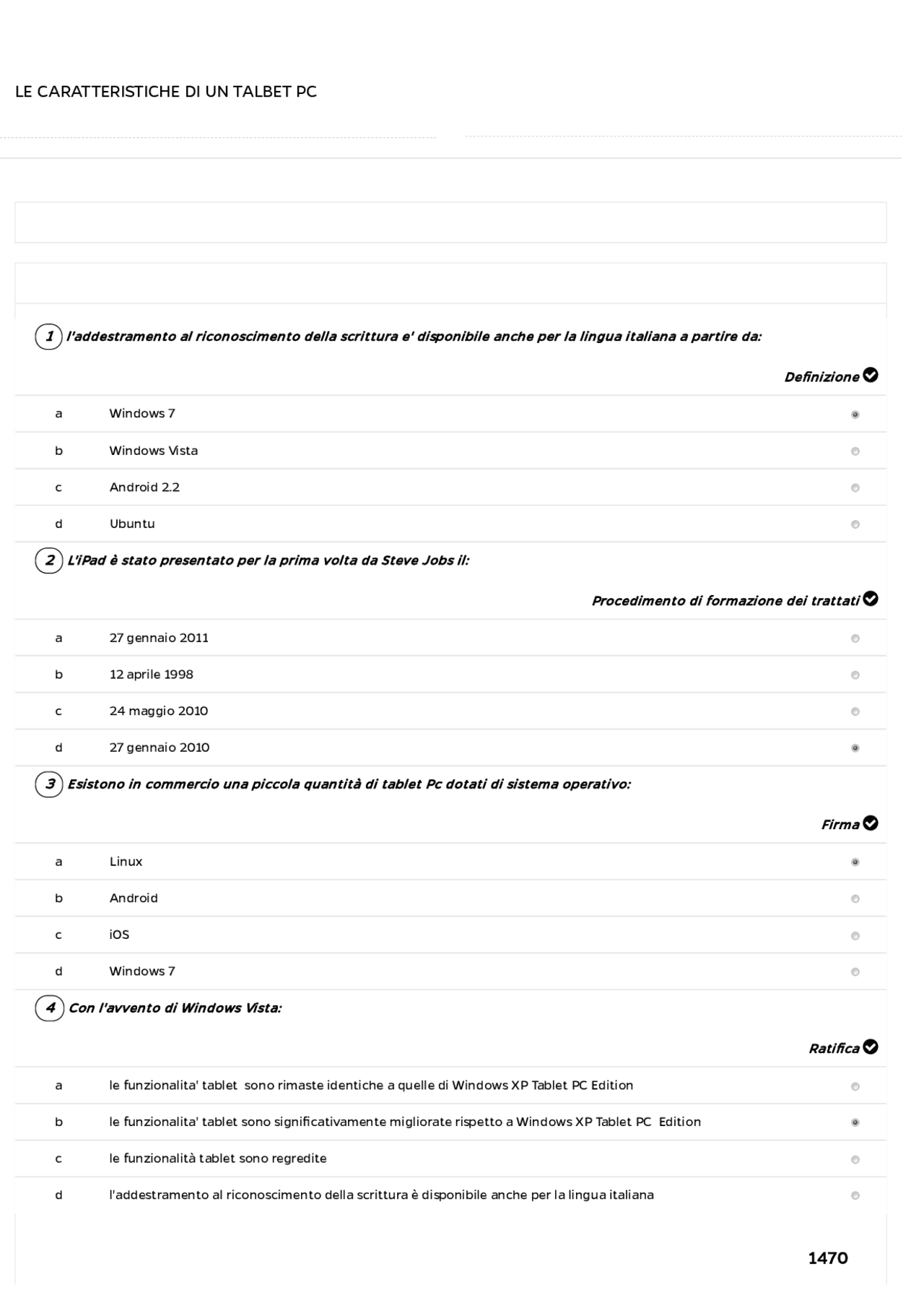Test Autovalutazione Exercises Of Elementi Di Informatica Docsity