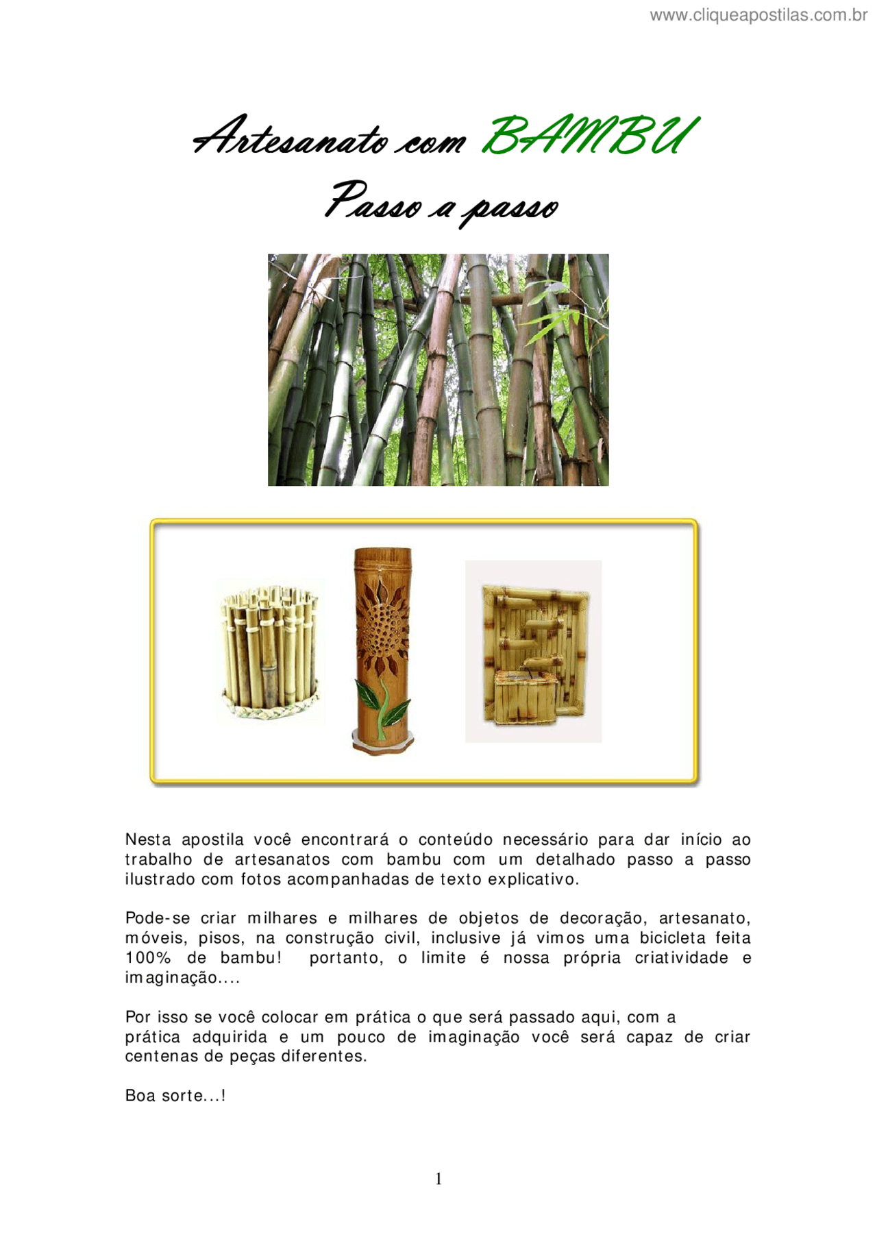 Artesanato de Bambu Passo a Passo - Docsity