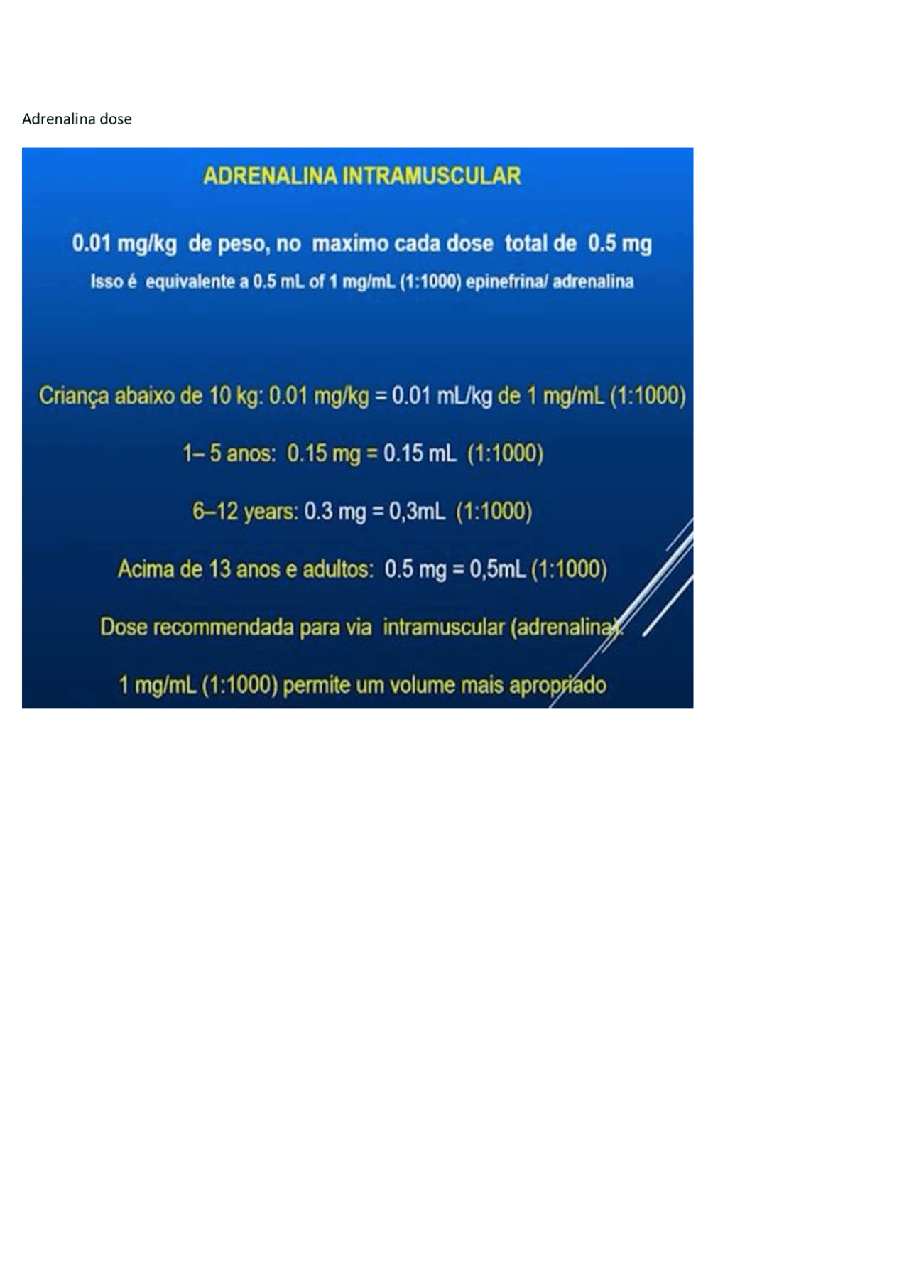 Adrenalina manejo pra medicos - Docsity