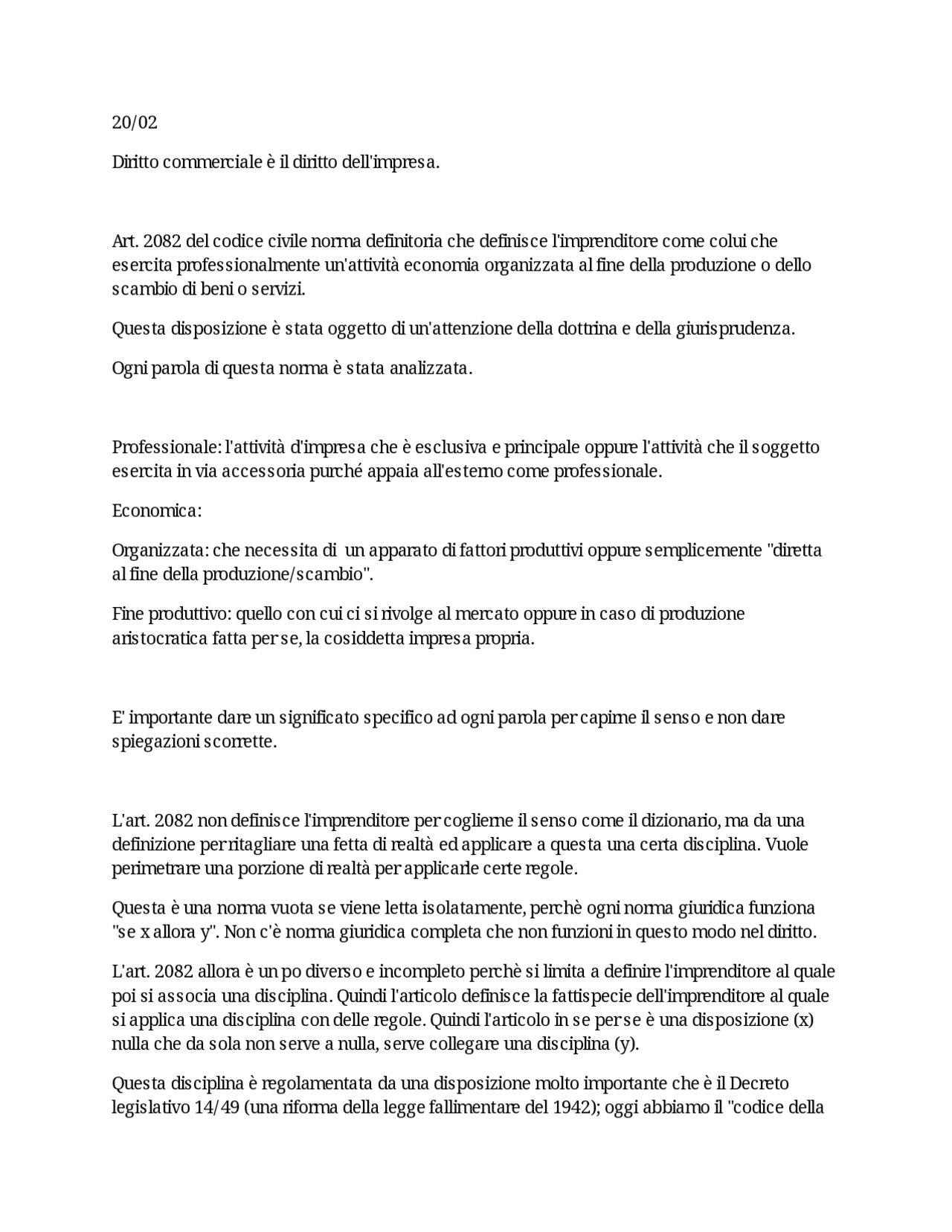 Diritto Commerciale Docsity