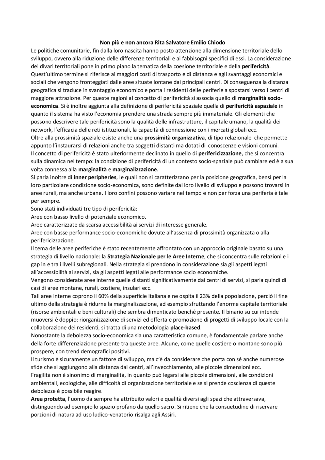 Non Più E Non Ancora Rita Salvatore E Emilio Chiodo Riassunto Docsity