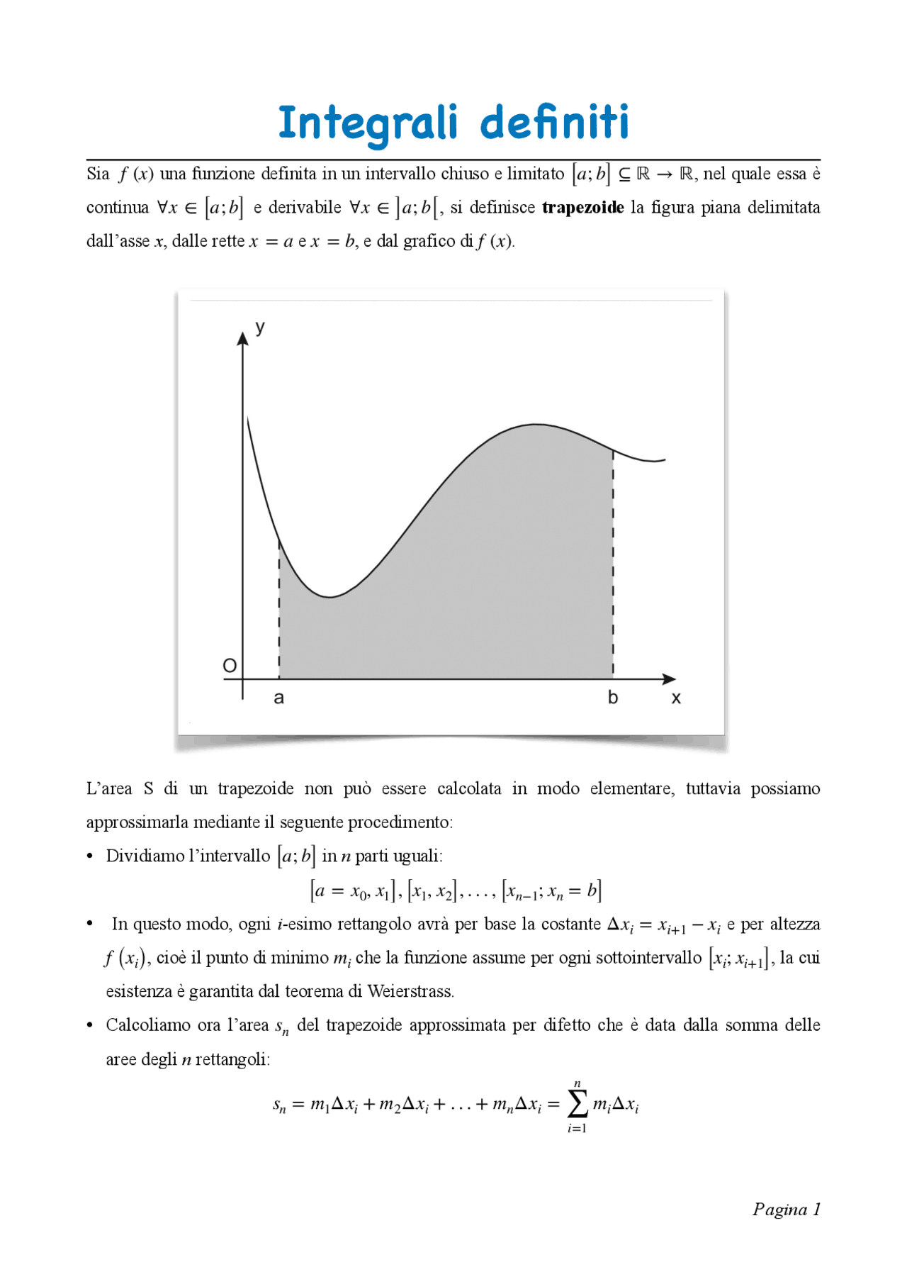 Integrale definito secondo Riemann - Docsity
