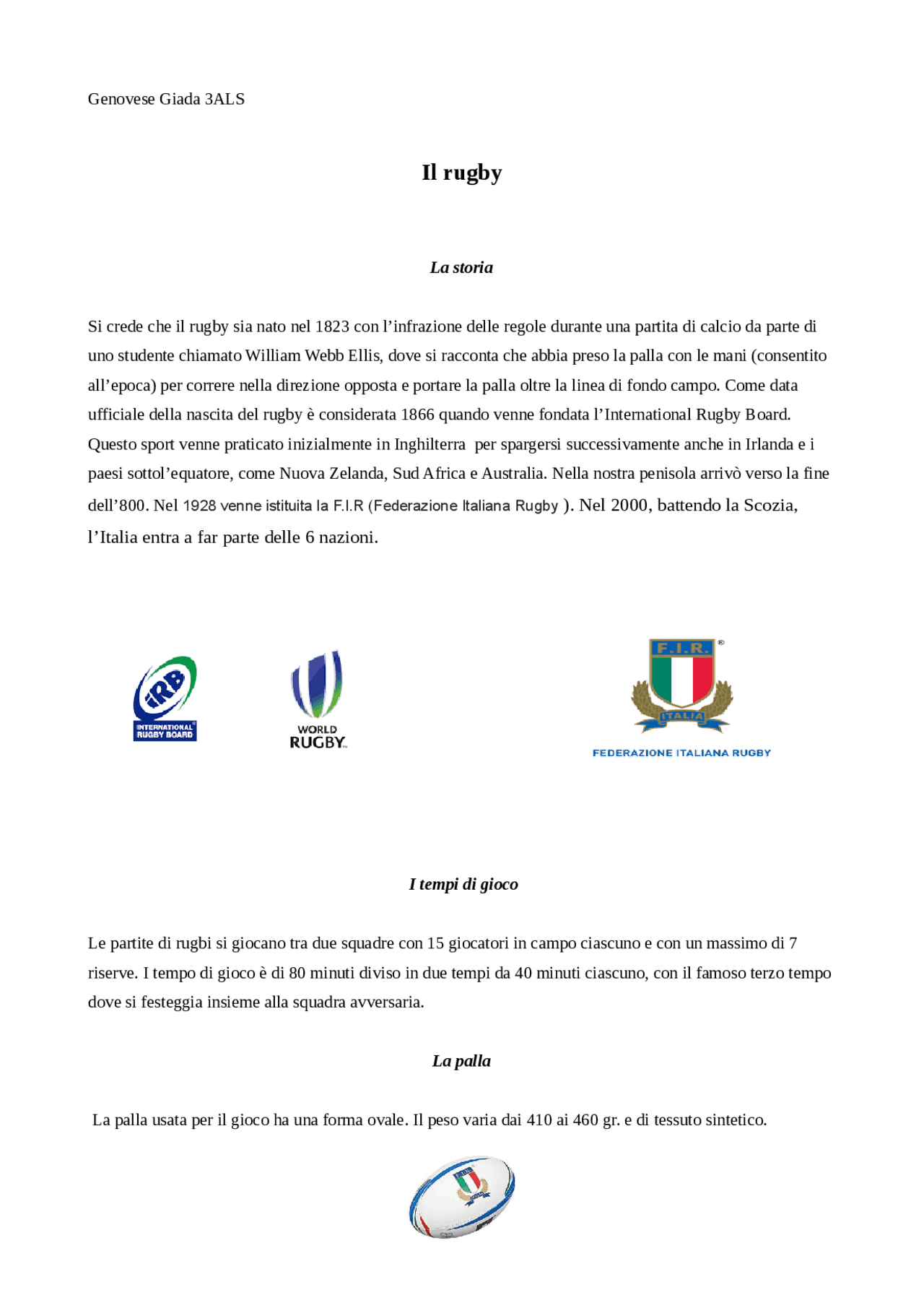 Rugby: storia, regole, fondamentali e molto altro! - Docsity