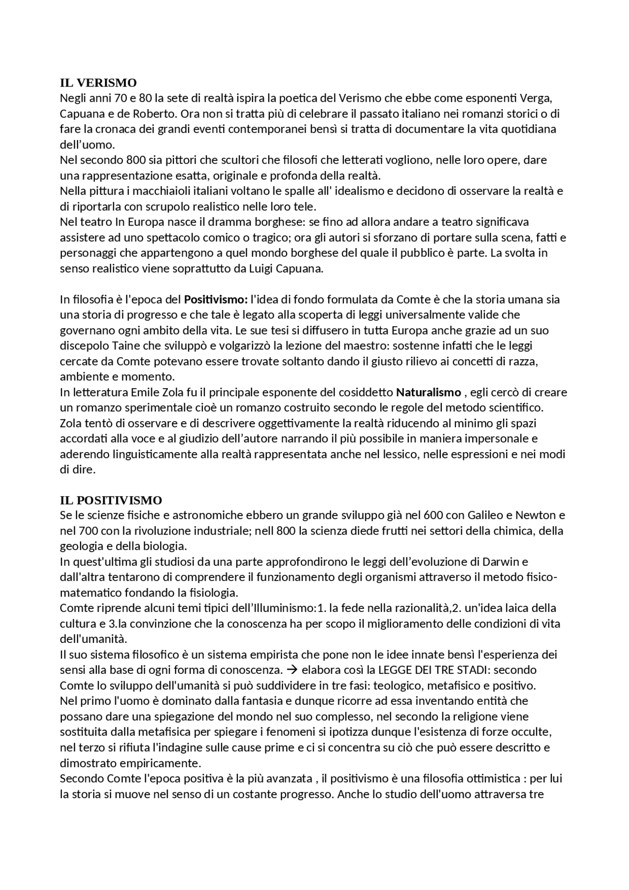 Verismo Naturalismo e Verga ( Letteratura Italiana) - Docsity