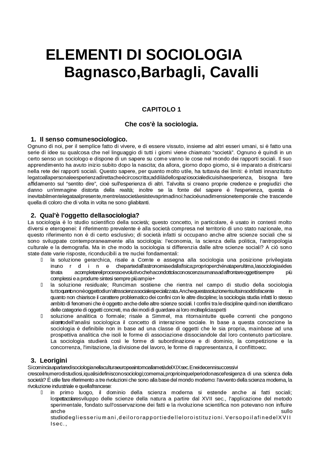Riassunto Libro Elementi Di Sociologia Docsity