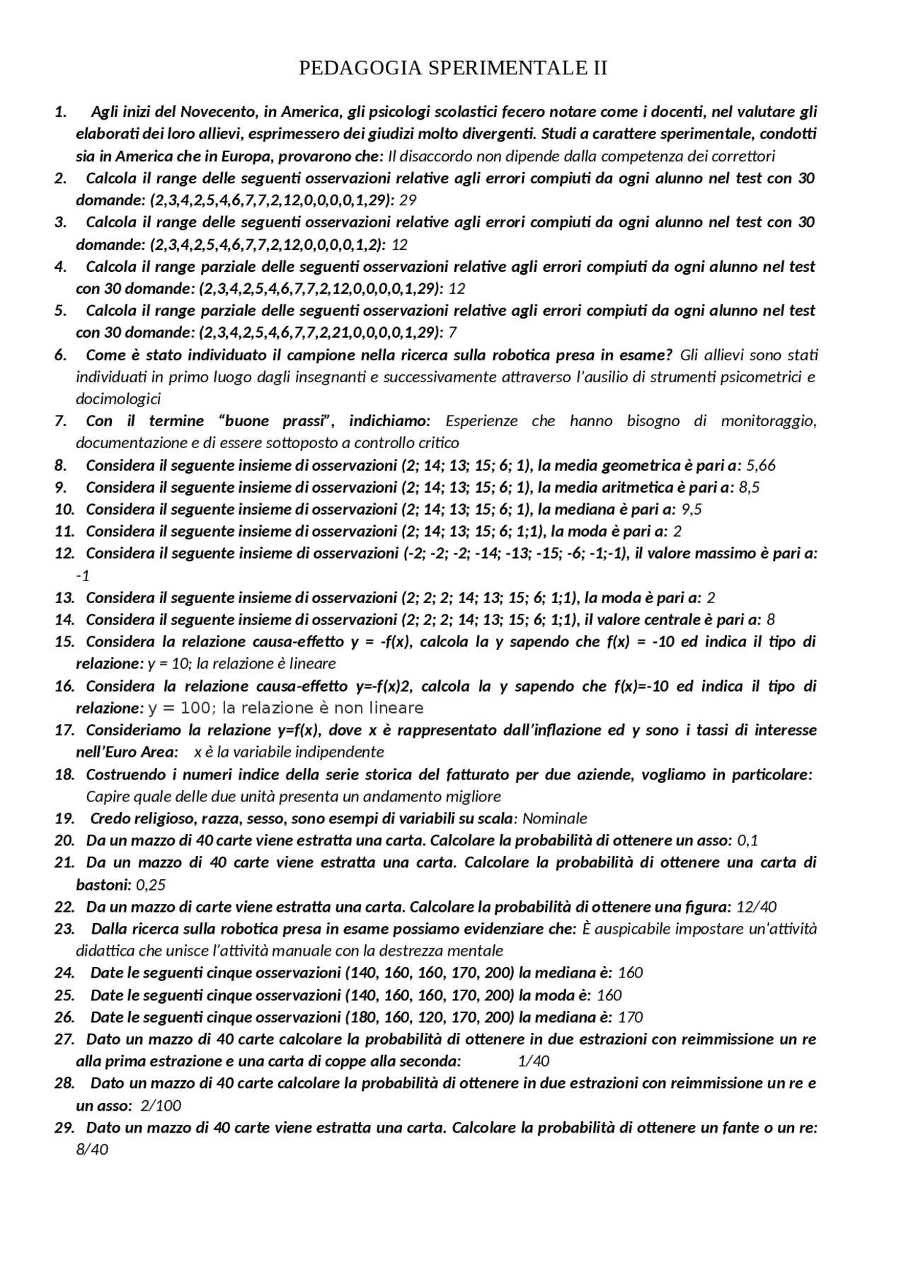 Pedagogia Sperimentale Ii Docsity
