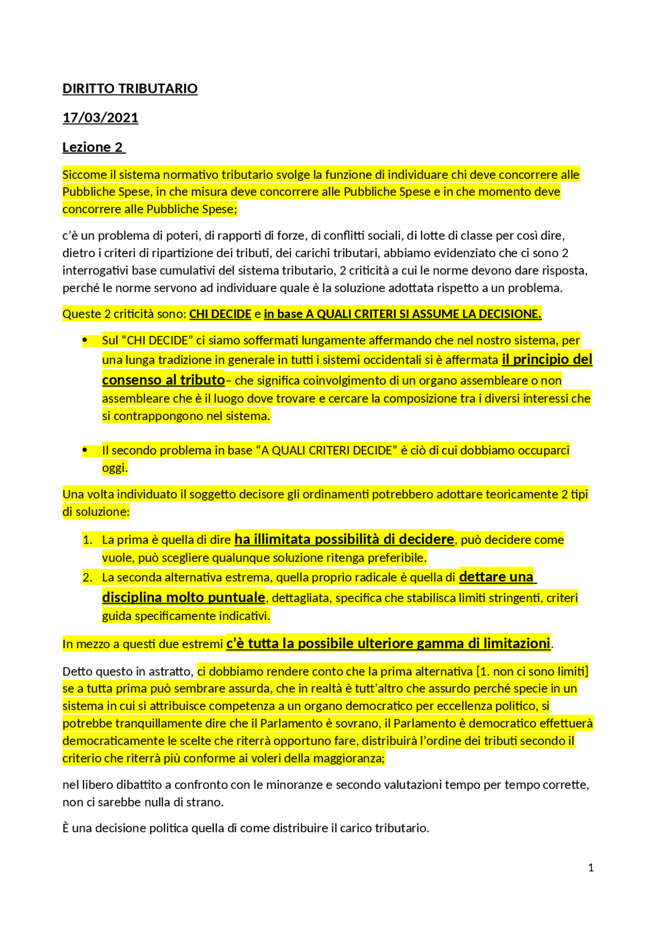 Lezione Diritto Tributario Anno 2021 Docsity