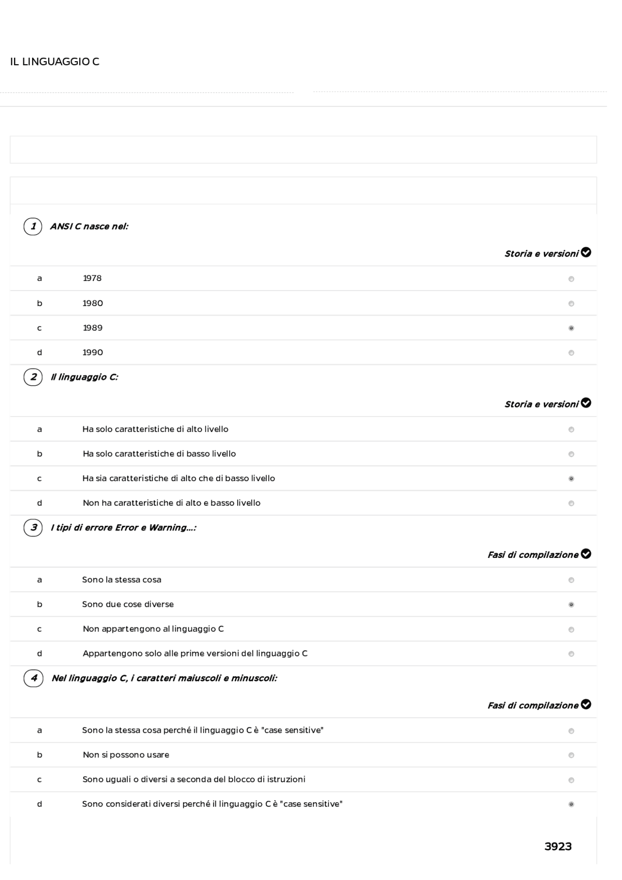 Test Autovalutazione Docsity