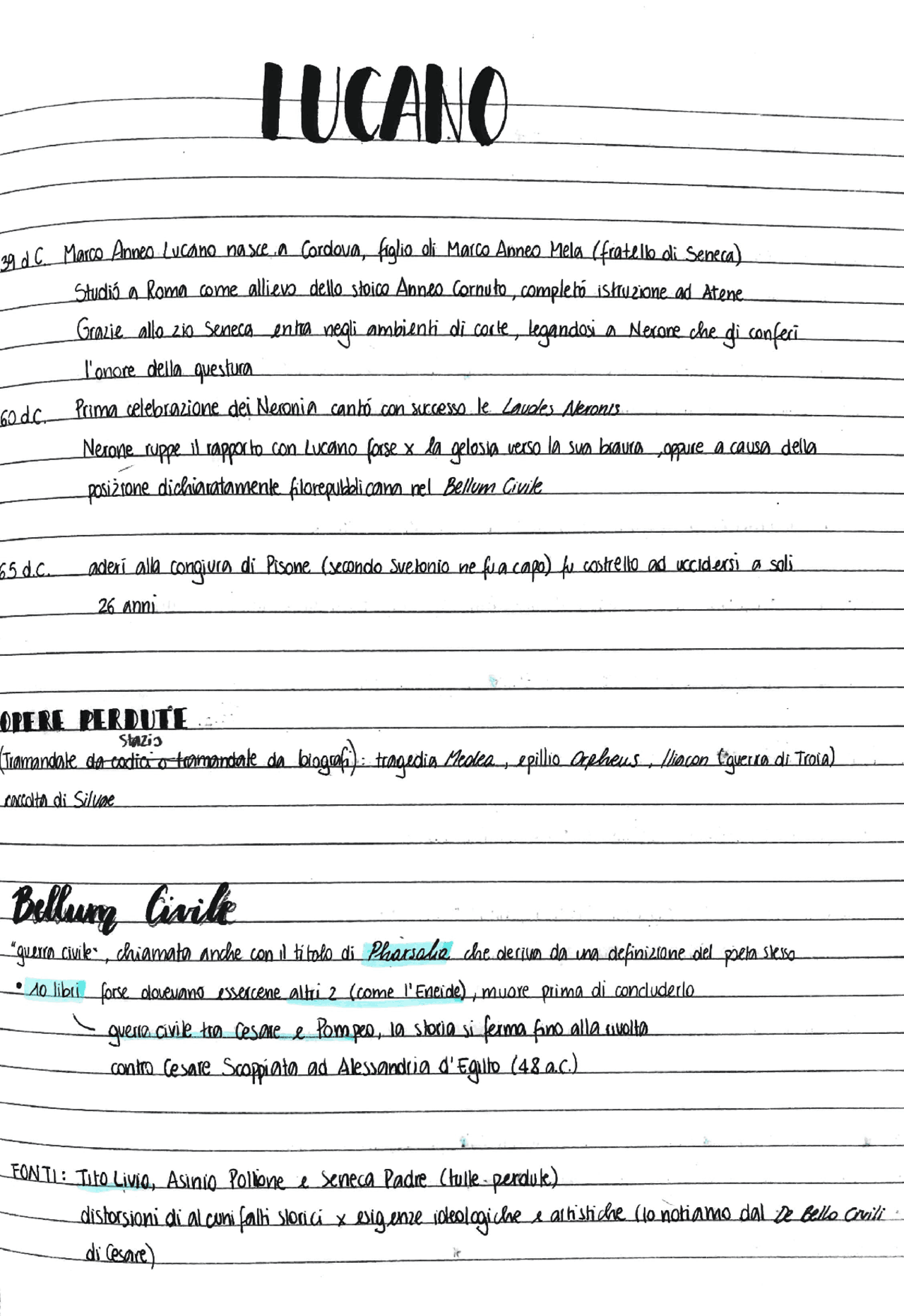 Luca E Bellum Civile Docsity