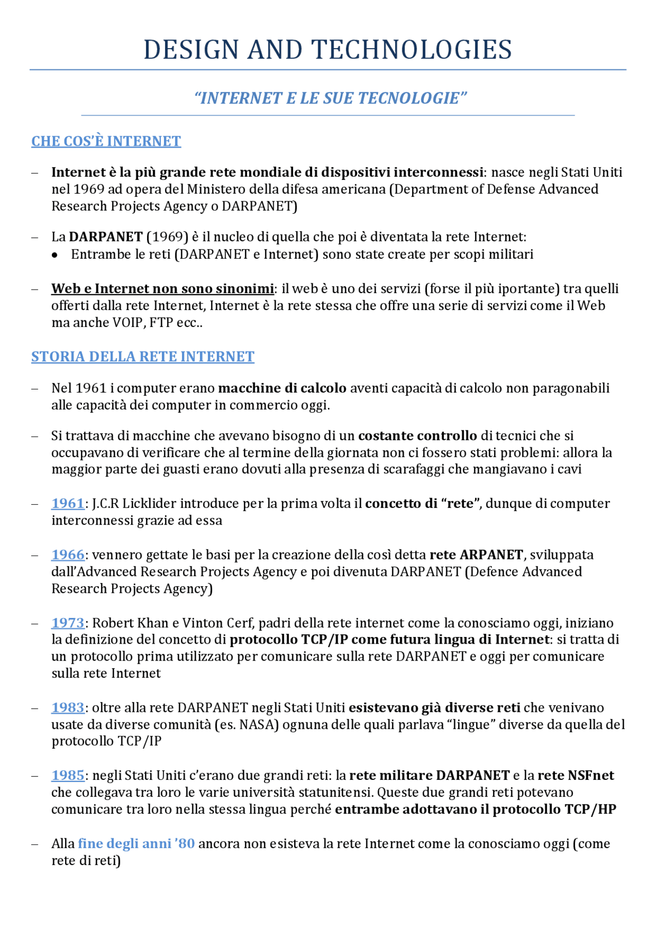 Appunti Lezioni Web Design And Technologies Docsity