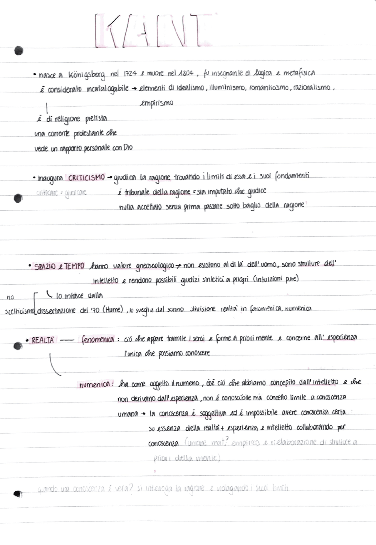 Kant Critica Ragion Pura E Pratica Docsity