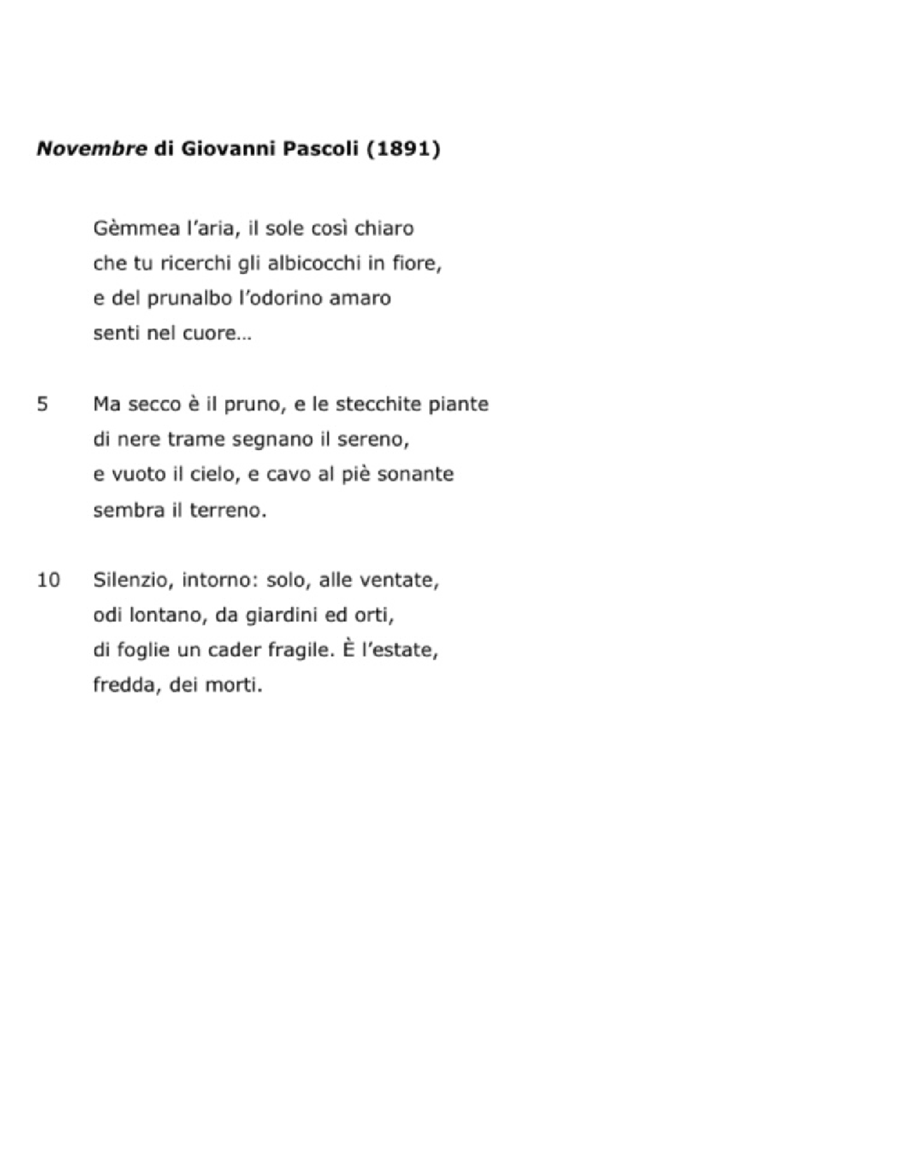 Esercitazioni Pascoli Docsity