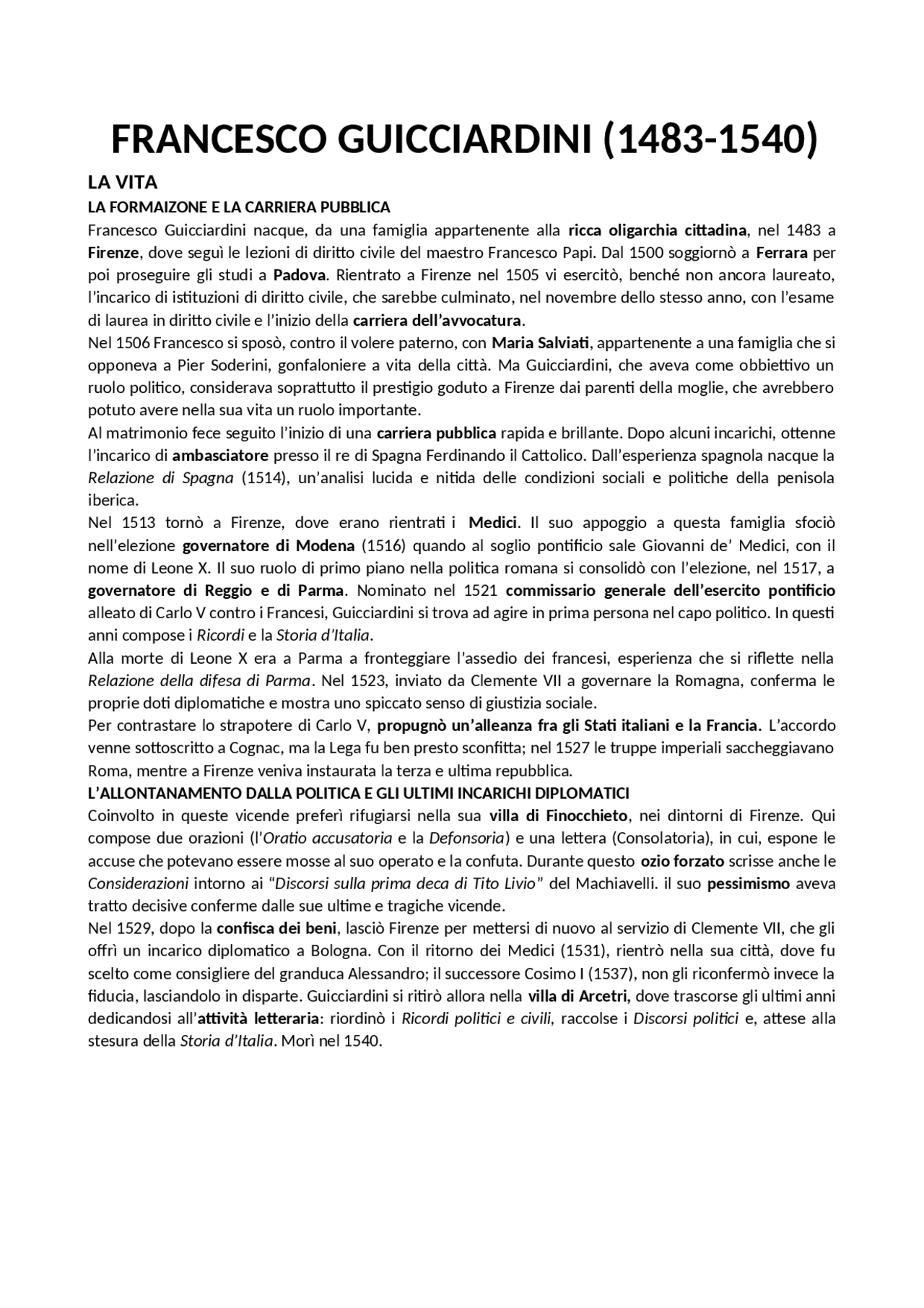 Francesco Guicciardini Docsity