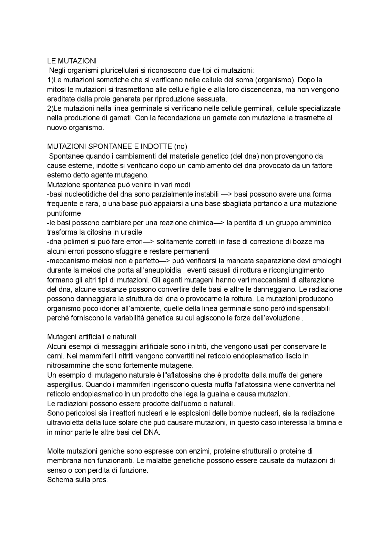 Mutazioni E Mutageni Docsity
