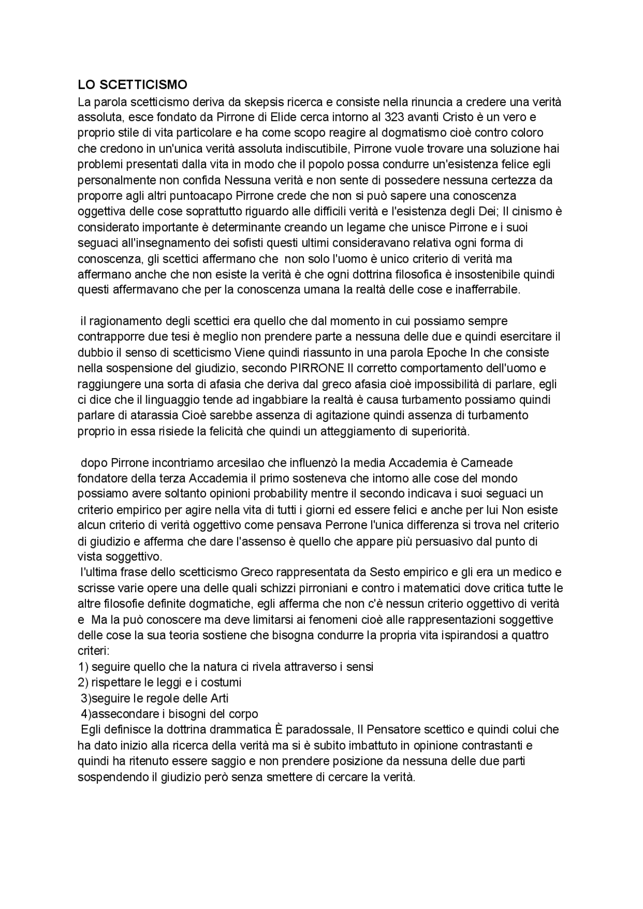 Lo Scetticismo E Lo Stoicismo Docsity