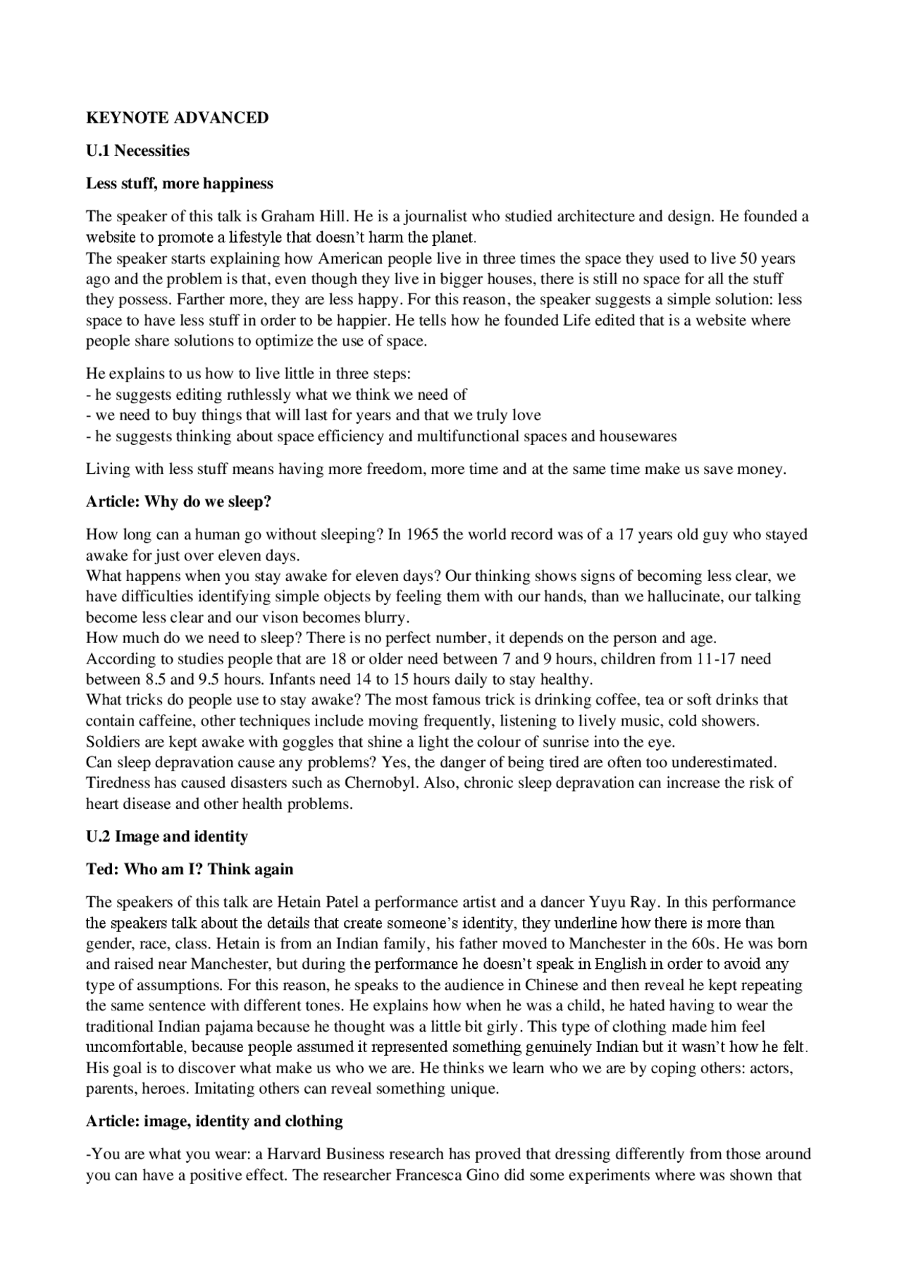 Keynote Advanced Ted Talk Articoli Docsity