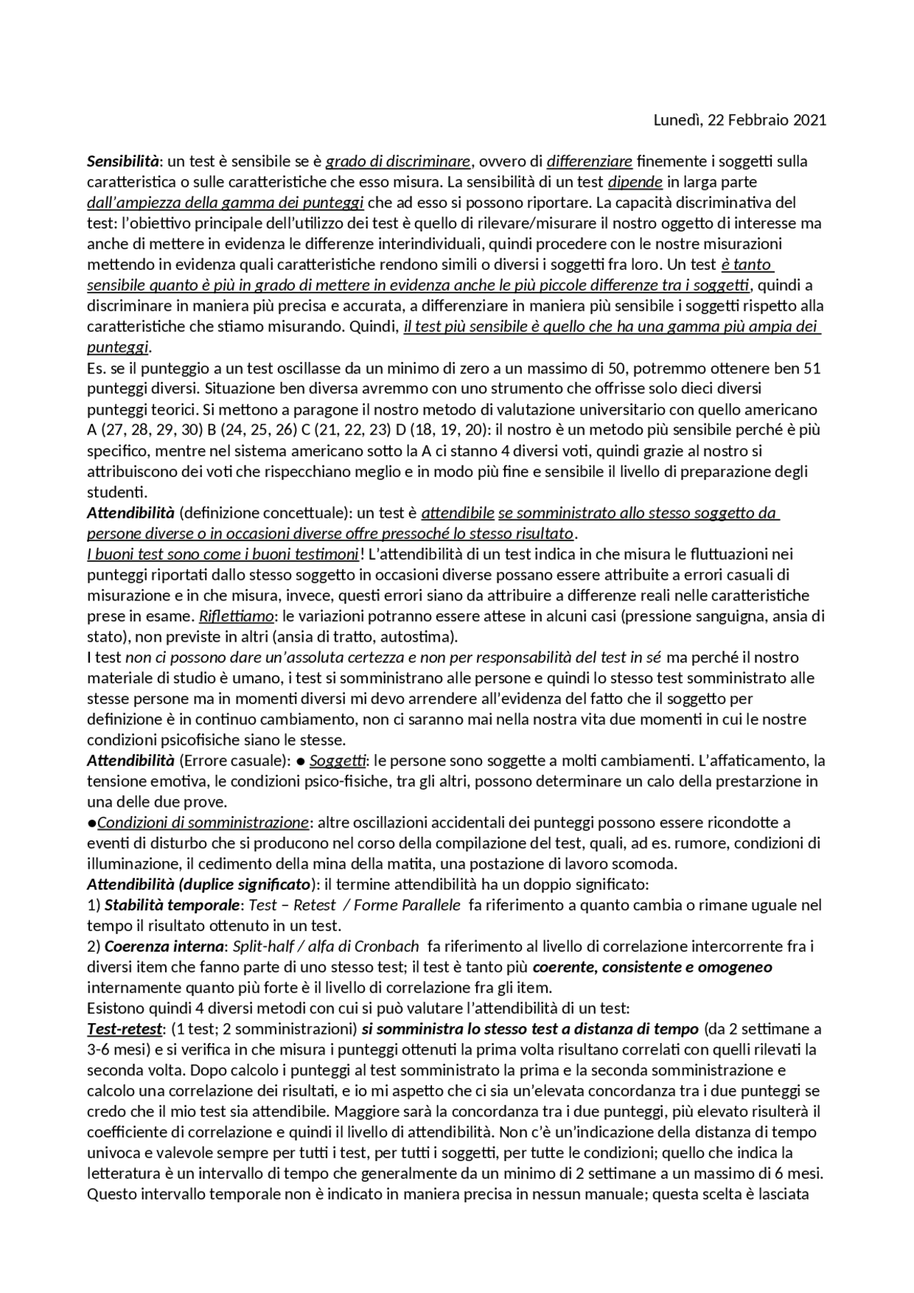 Tecniche E Teorie Dei Test Docsity